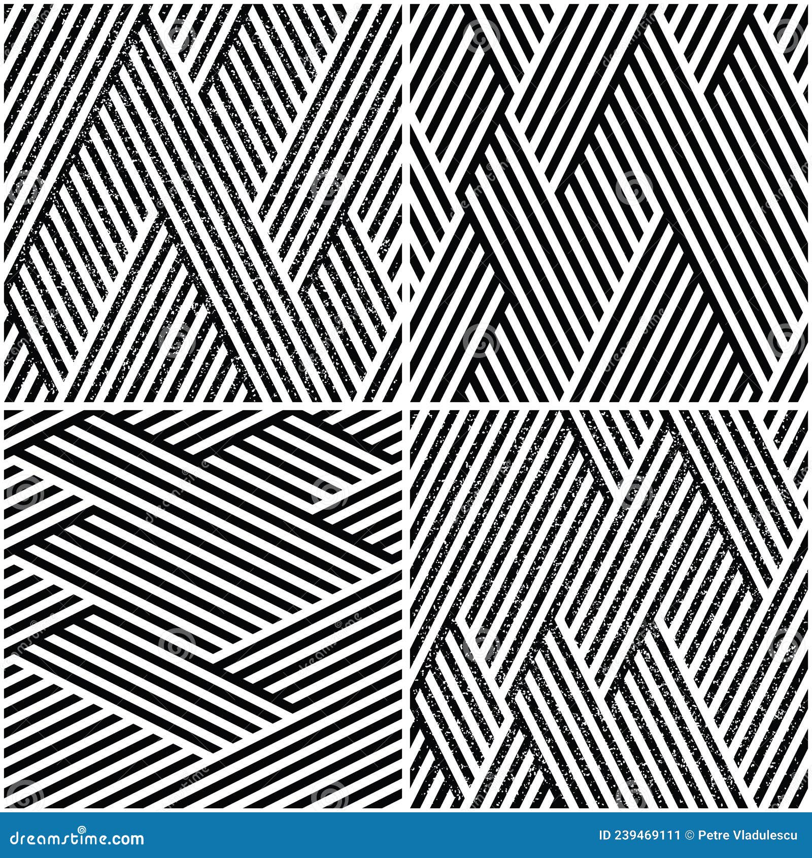 Vectorial Seamless Pattern Collection with Oblique Black Segments Stock ...