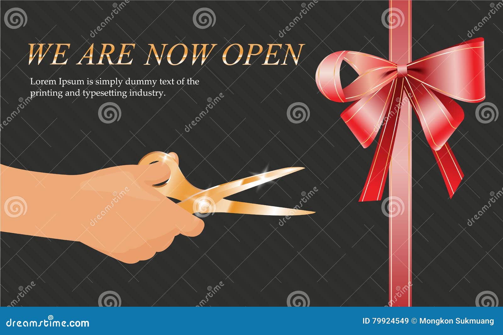 Vectorillustratie Die Van Handschaar Rood Lint, Het Openen Snijden ...