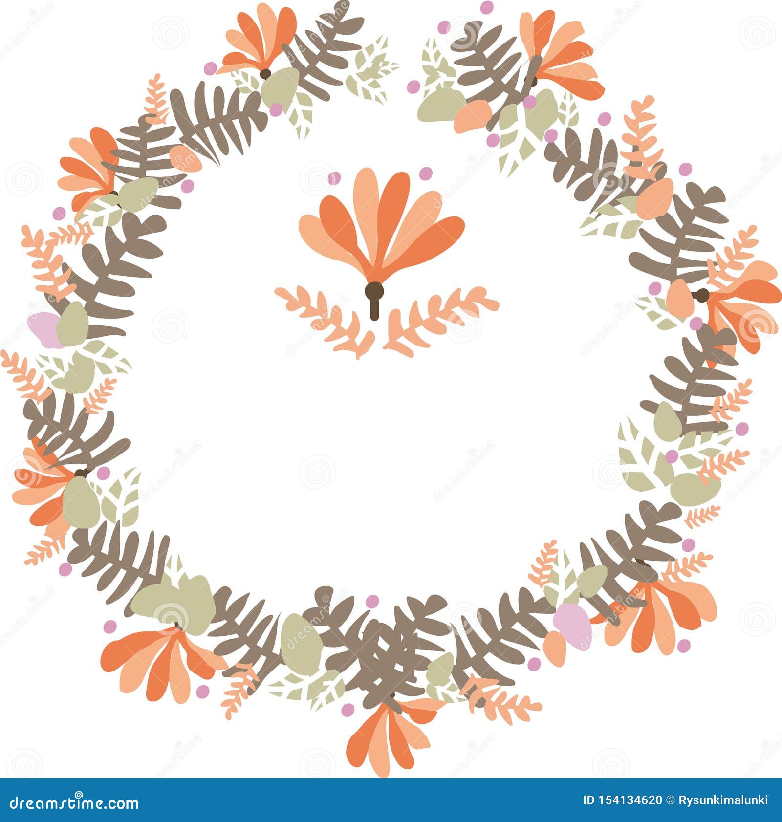 Vectorillustratie Met Kroon Die Van Oranje Bloemen En Groene Bladeren ... Vectorillustratie Met Kroon Die Van Oranje Bloemen En Groene Bladeren ...