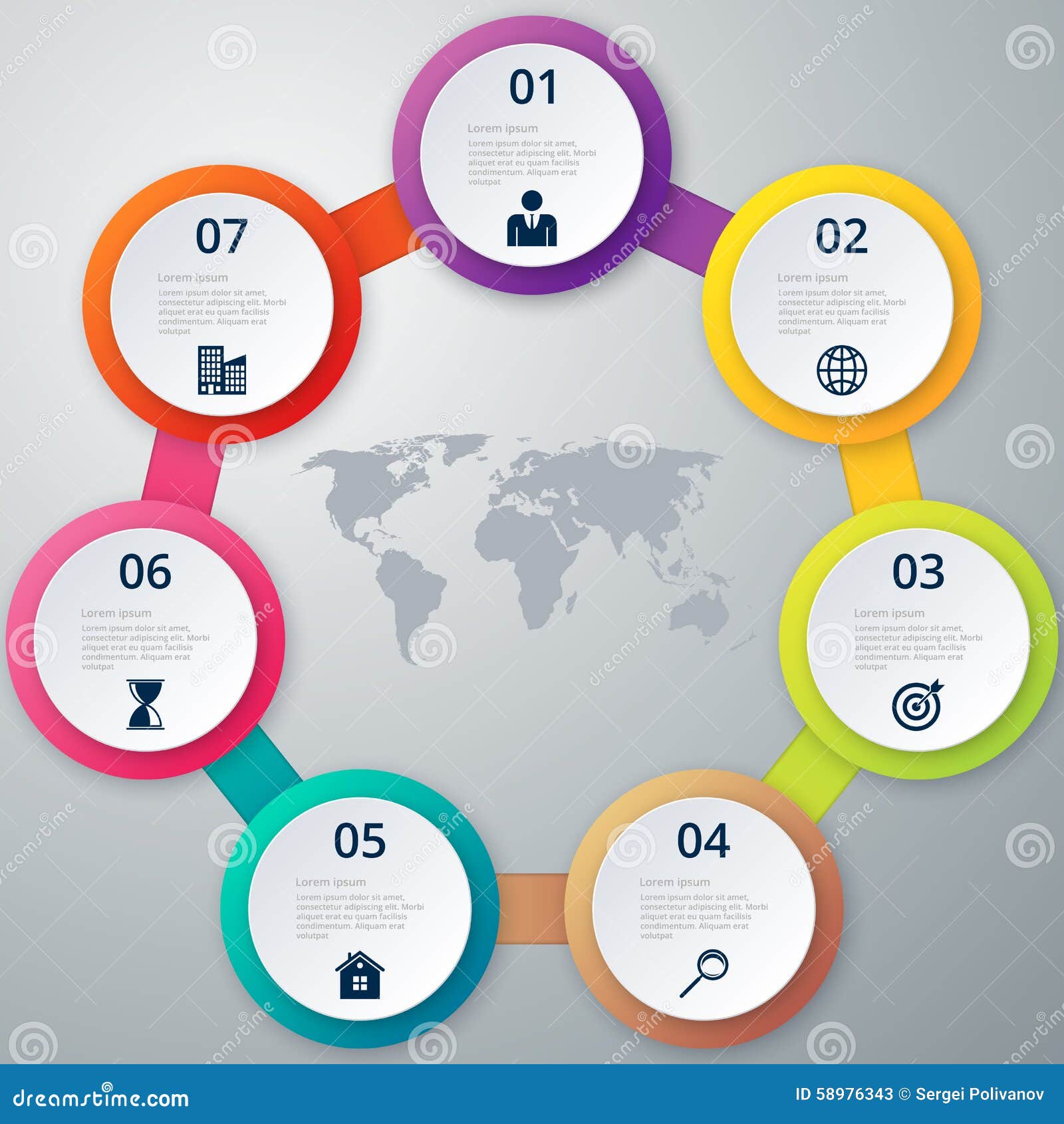 Vectorillustratie Van Een Cirkel Van Infographics Zeven Vector ...