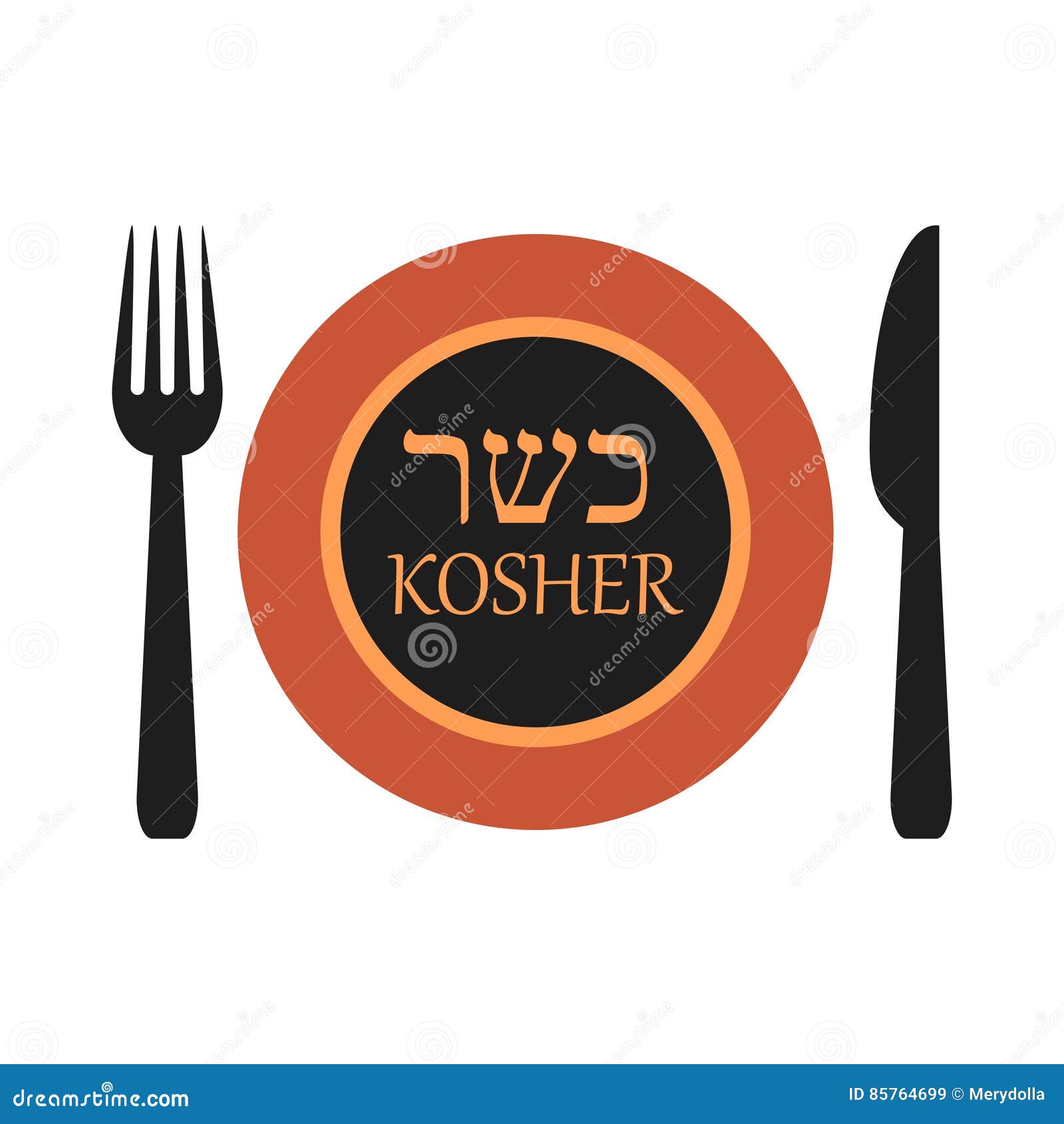 Vectorillustratie Van Kosjer Plaatetiket Met Vork En Mes Vector ...