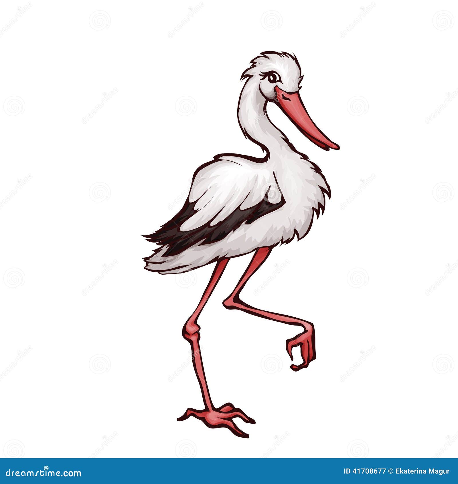 Vectorillustratie Van Ooievaar in Beeldverhaalstijl Vector Illustratie ...