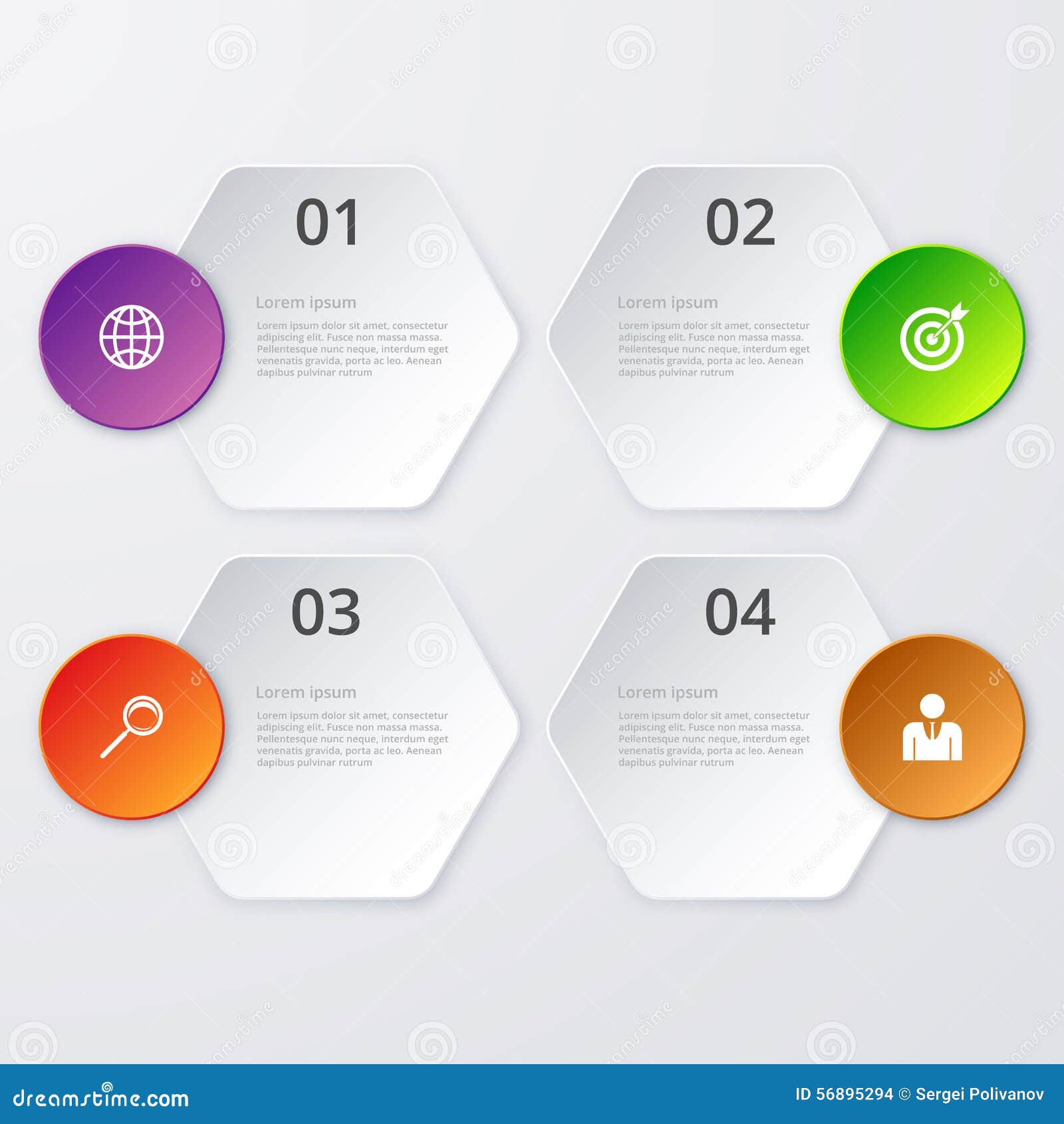 Vectorillustratieinfographics Vier Zeshoek Vector Illustratie ...