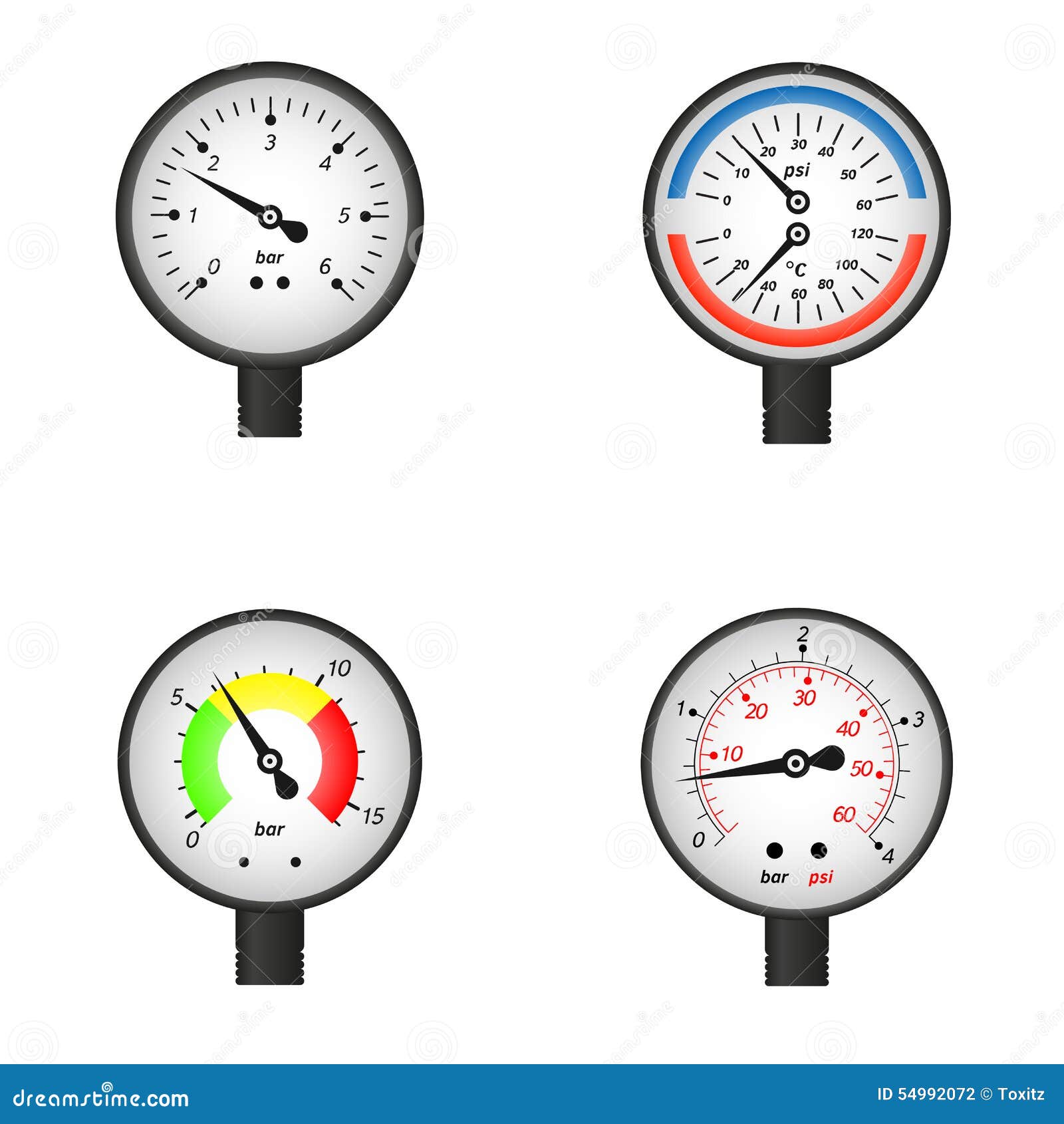 Vectorillustratiereeks Manometers Vector Illustratie - Illustration of ...
