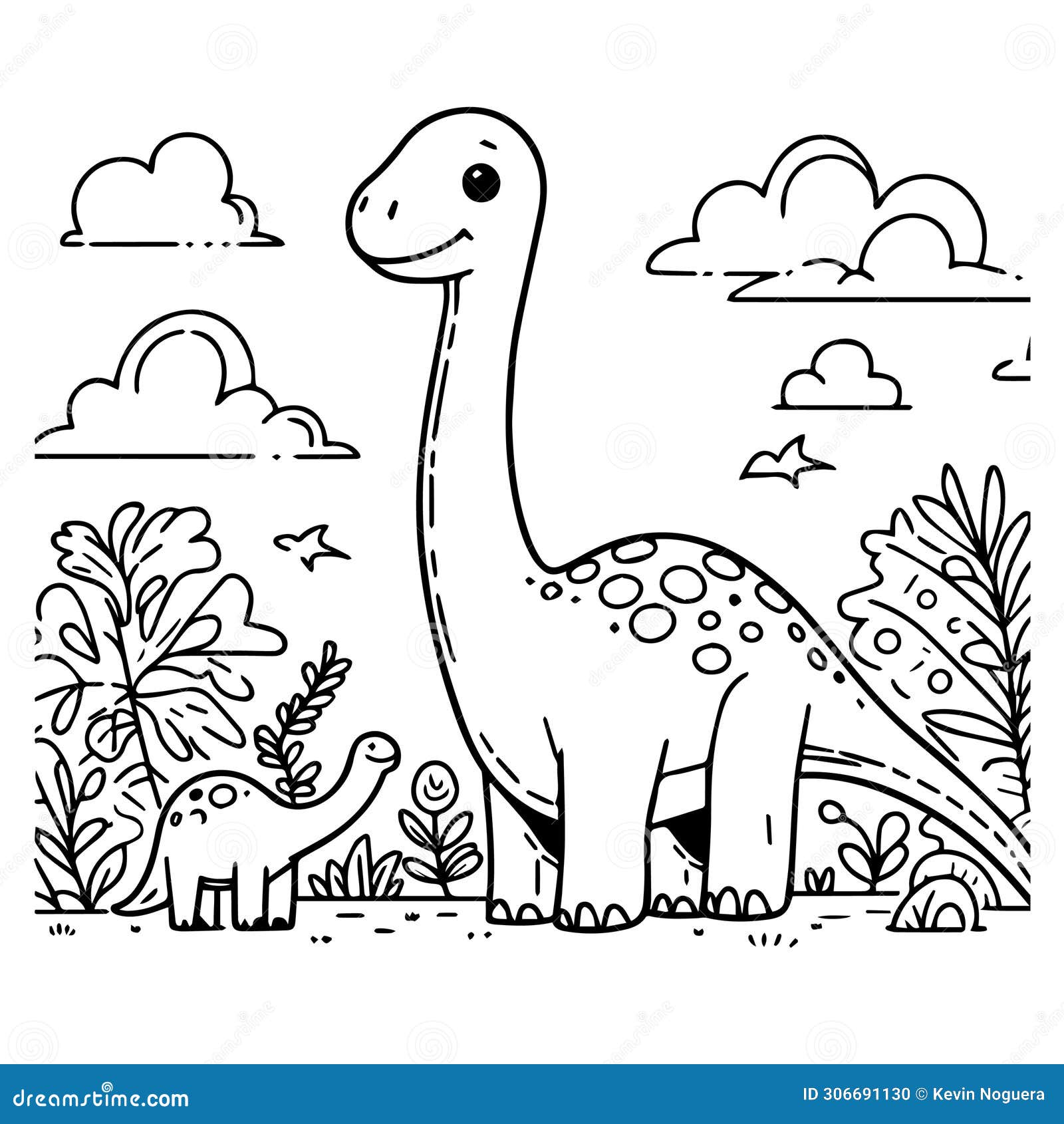 Vectorized Dinosaur Line Drawing for Coloring Stock Illustration ...