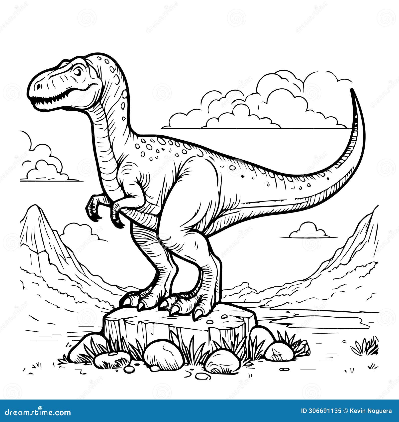 Vectorized Dinosaur Line Drawing for Coloring Stock Illustration ...