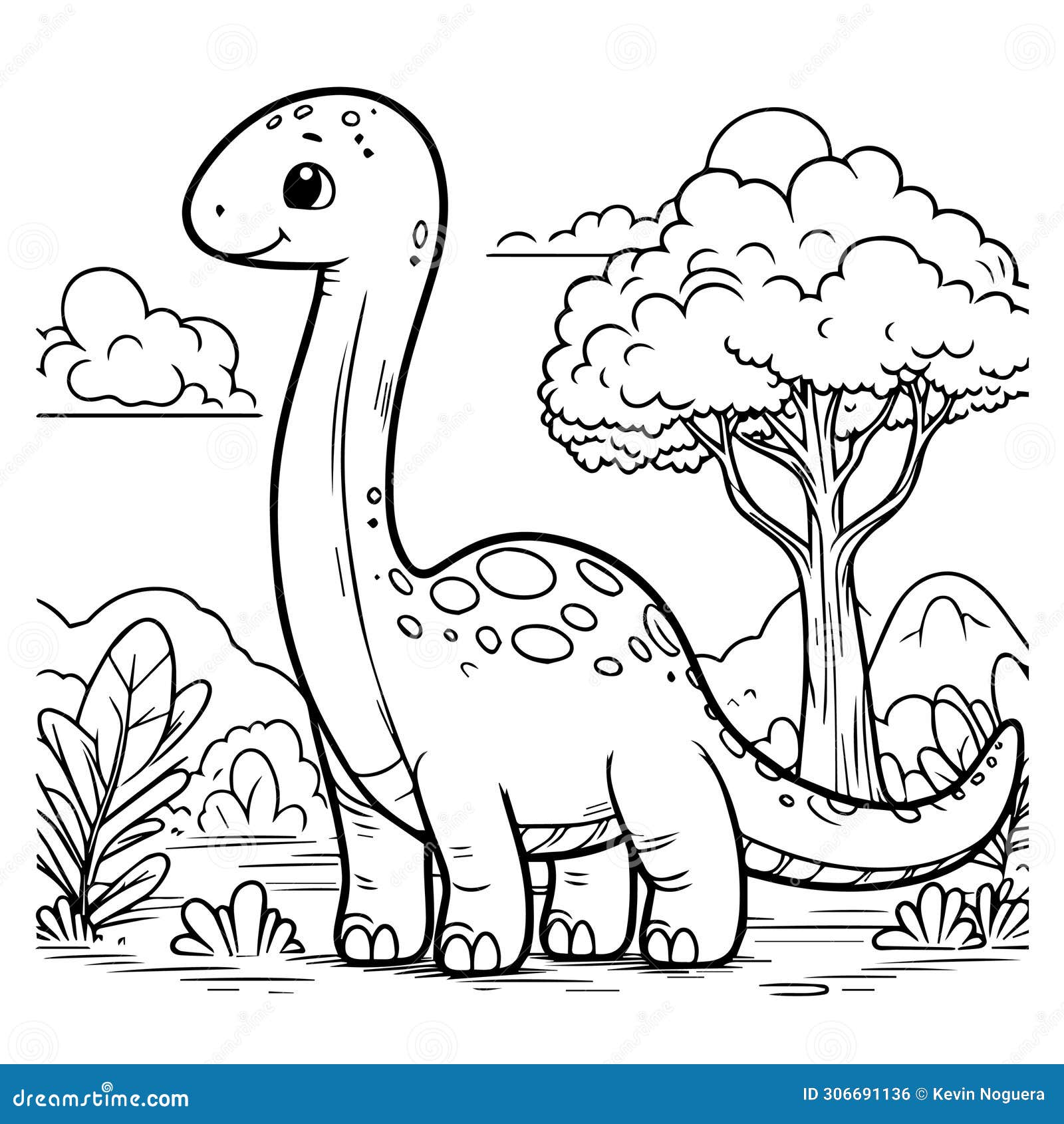 Vectorized Dinosaur Line Drawing For Coloring | CartoonDealer.com ...