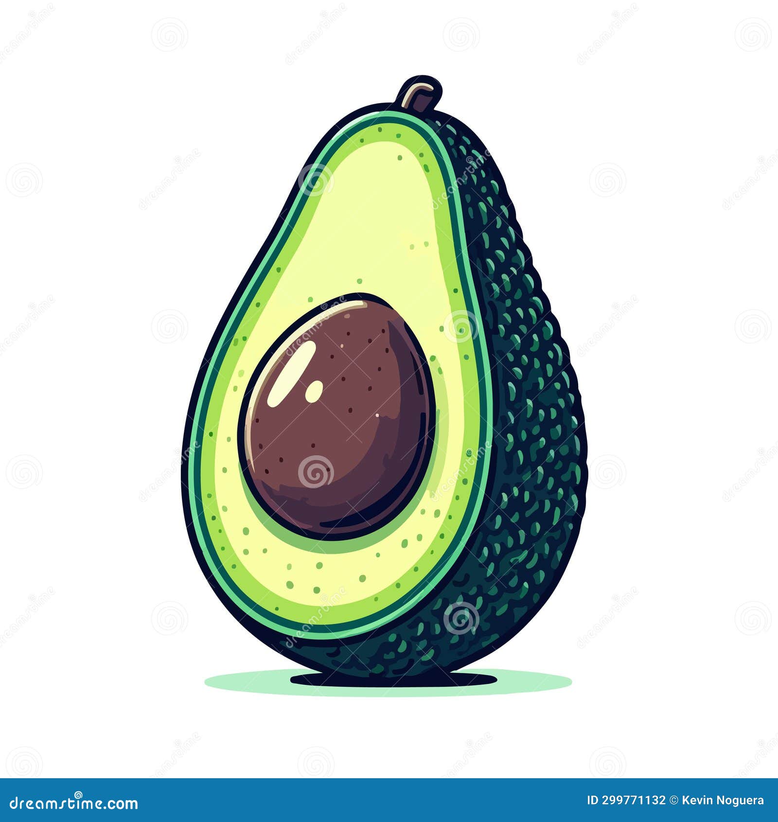 Vectorized Fruit Cartoon Illustration of an Avocado Stock Illustration ...