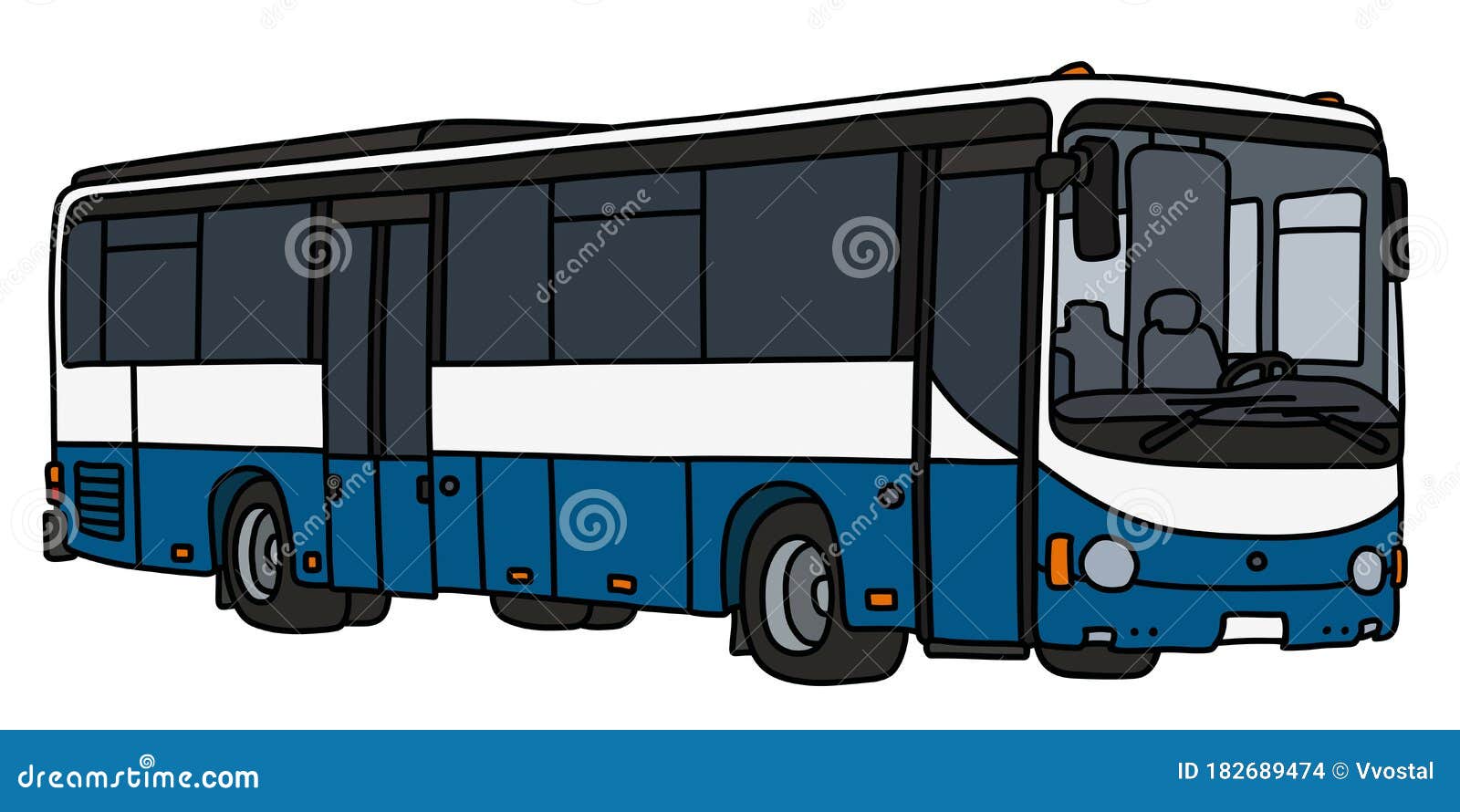 The blue and white bus stock vector. Illustration of touristic - 182689474