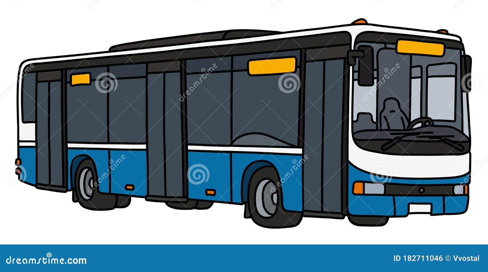 The Blue and White City Bus Stock Vector - Illustration of land, blue ...