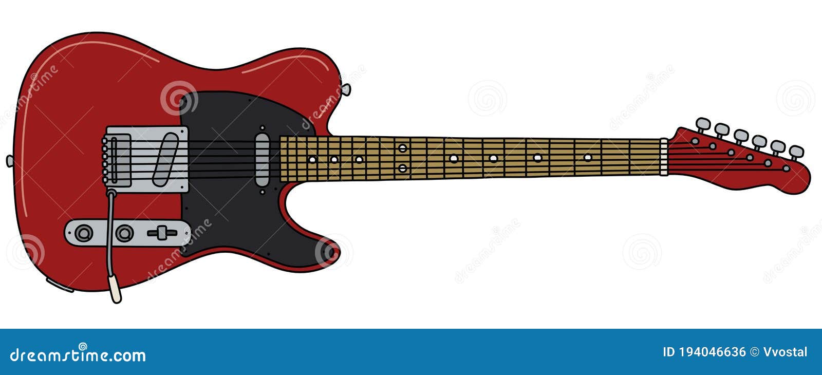 The Classic Red Electric Guitar Stock Vector - Illustration of wooden ...