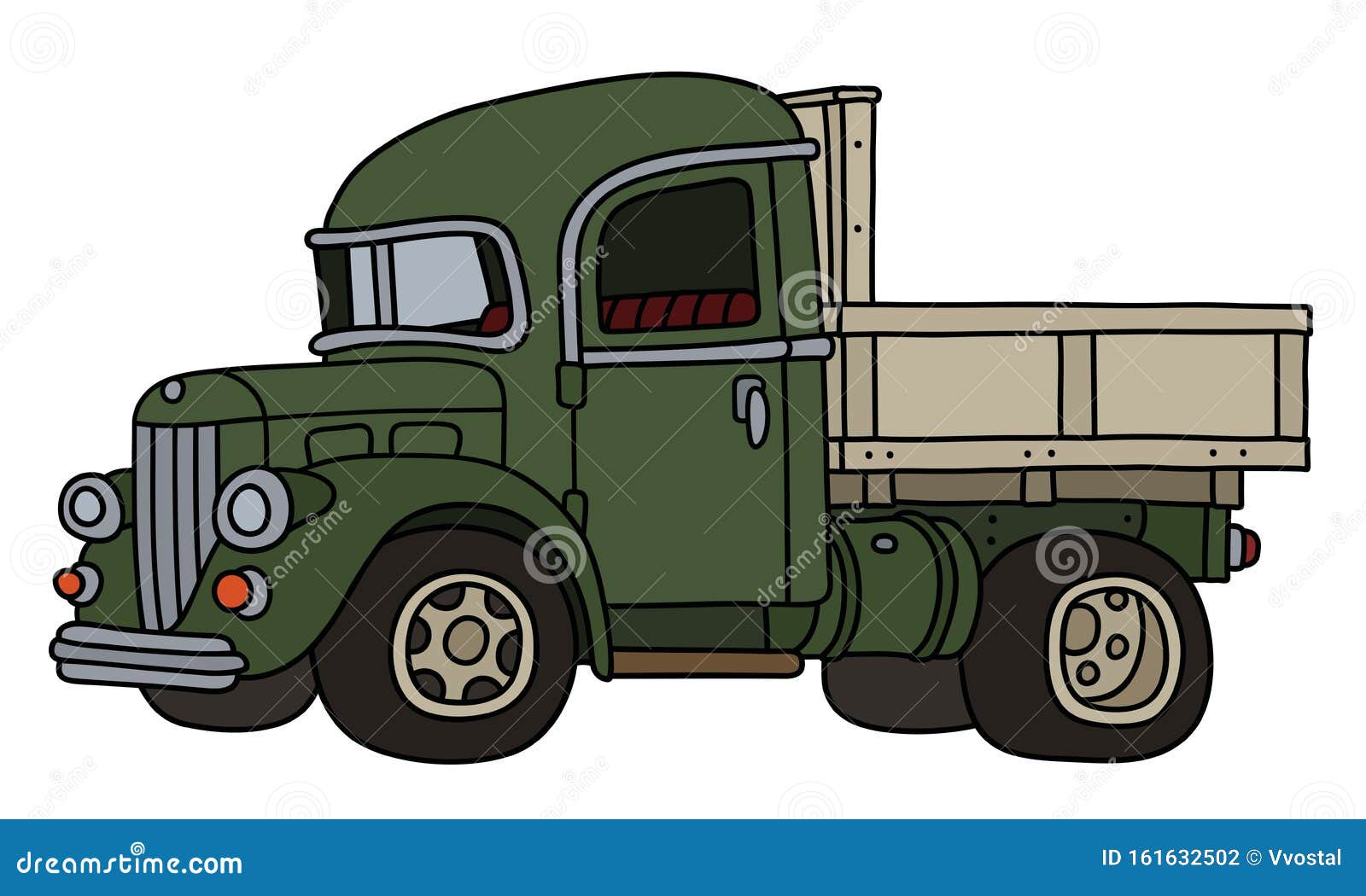 The old green lorry stock vector. Illustration of cartoon - 161632502