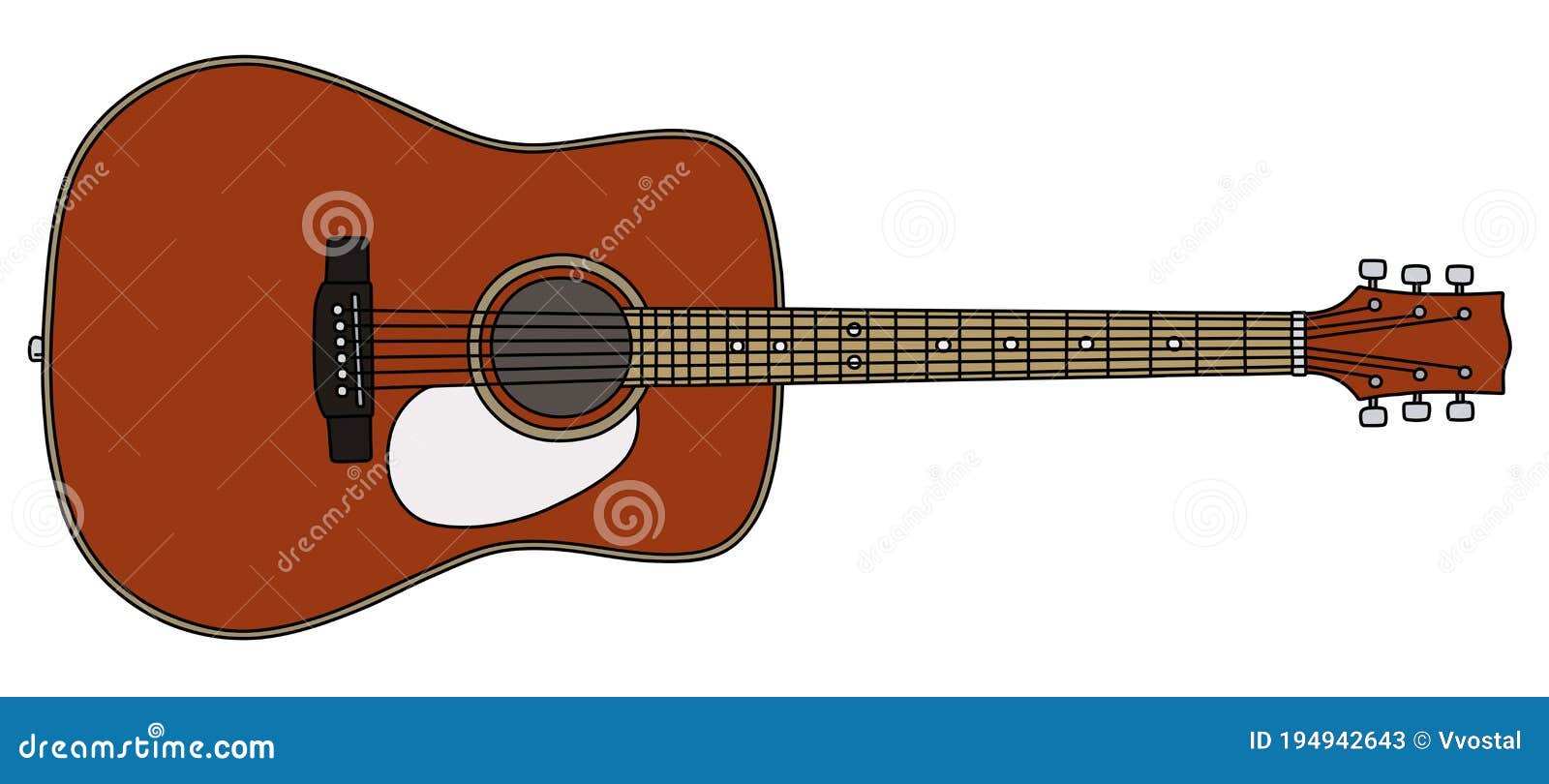 The Classic Red Accoustic Guitar Stock Vector - Illustration of rock ...