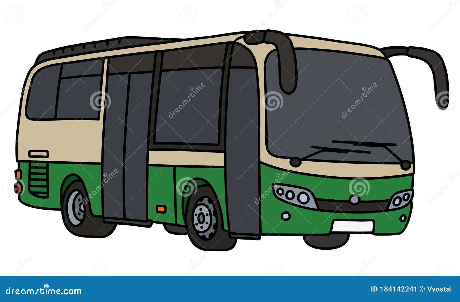 The Green and Light Beige Bus Stock Vector - Illustration of land ...