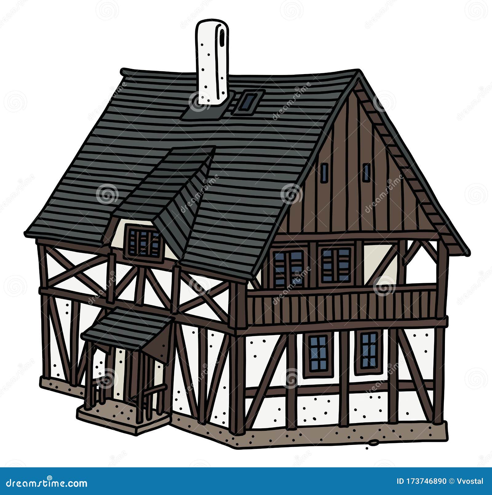 The Historical Half Timbered House Stock Vector - Illustration of house ...