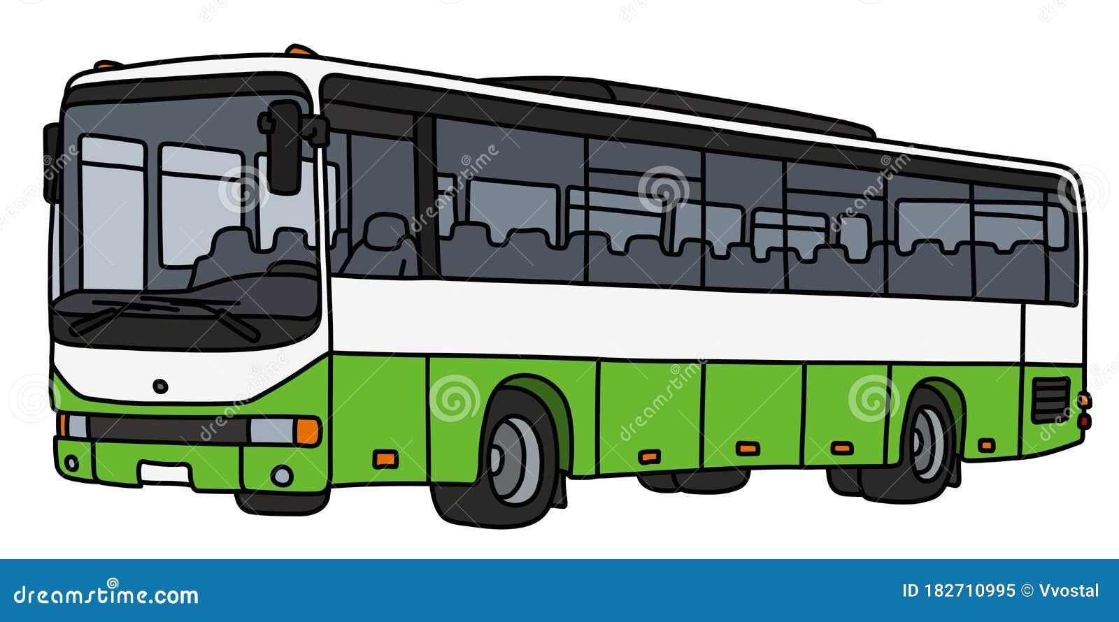 The Light Green and White Bus Stock Vector - Illustration of motor ...