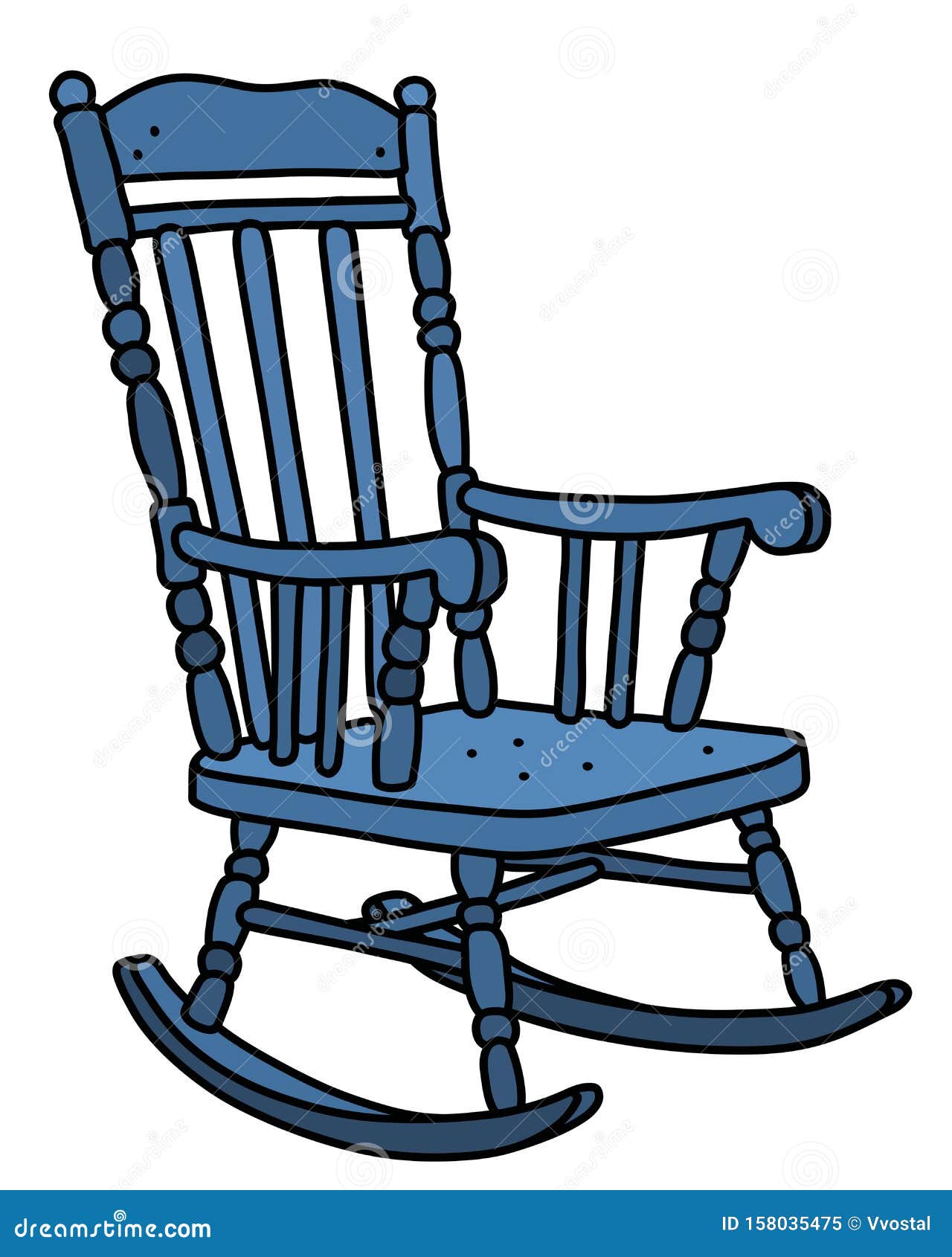 The Classic Blue Rocking Chair Stock Vector - Illustration of seat ...