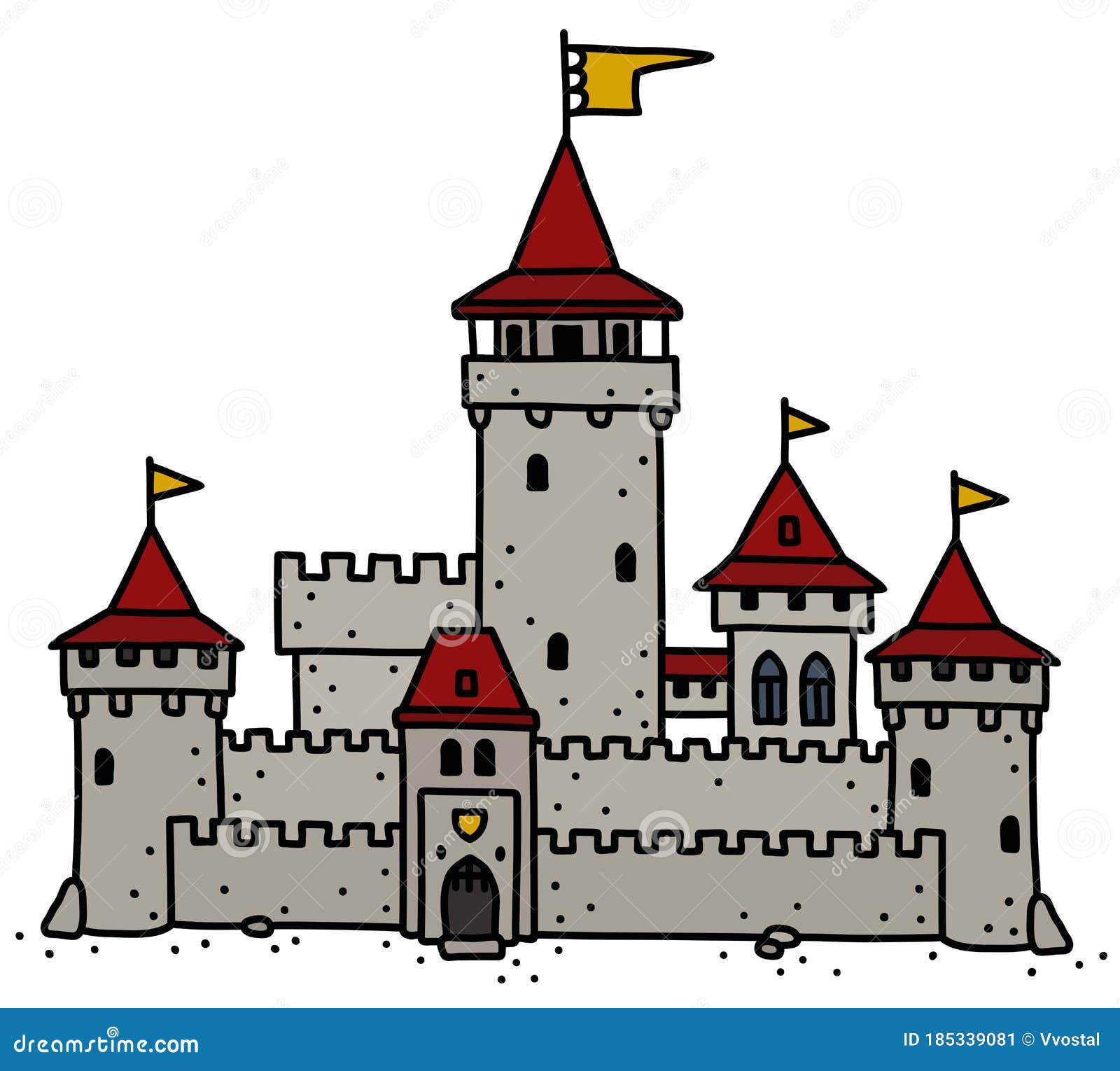 The old stone castle stock vector. Illustration of cartoon - 185339081