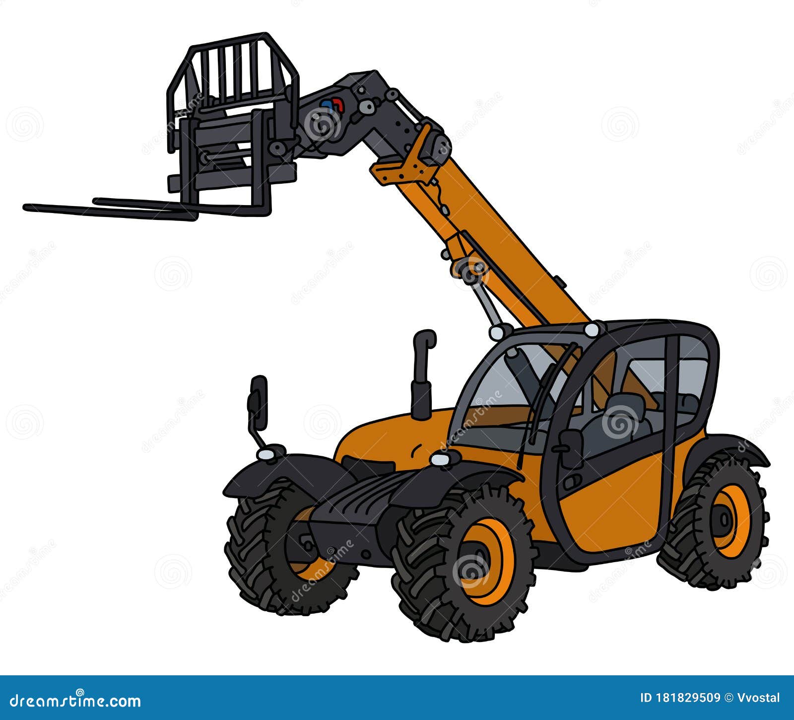 The Orange Large Forklift Stacker Stock Vector - Illustration of cargo ...