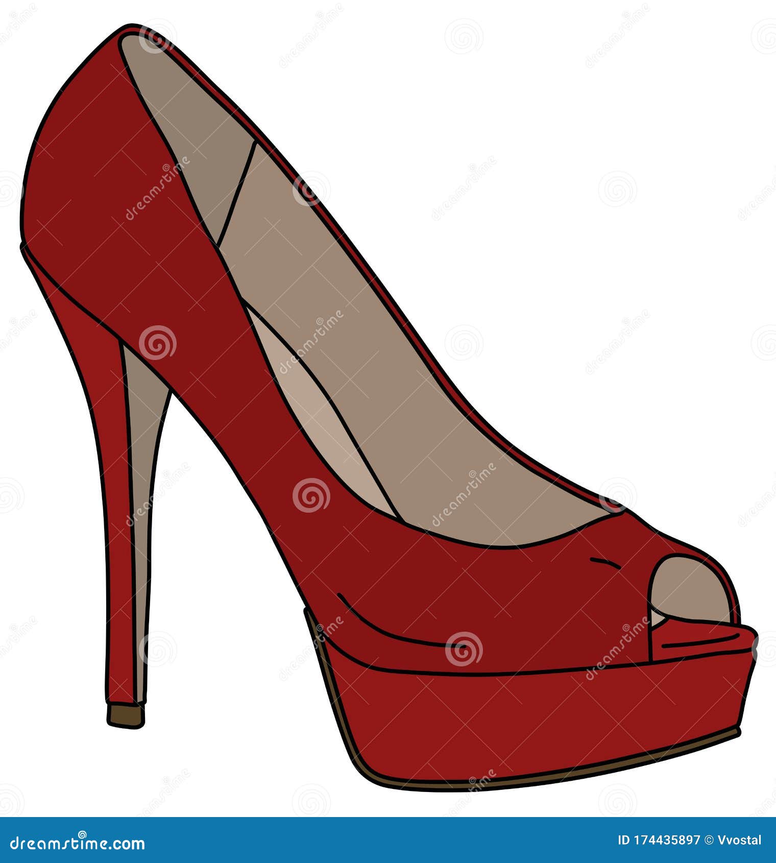 The red shoe on high heel stock vector. Illustration of heel - 174435897