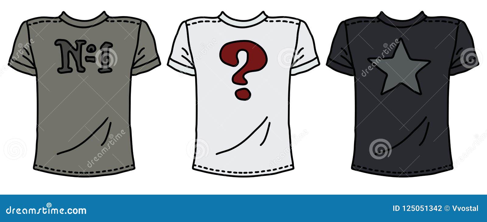 Three funy printed shirts stock vector. Illustration of vector - 125051342