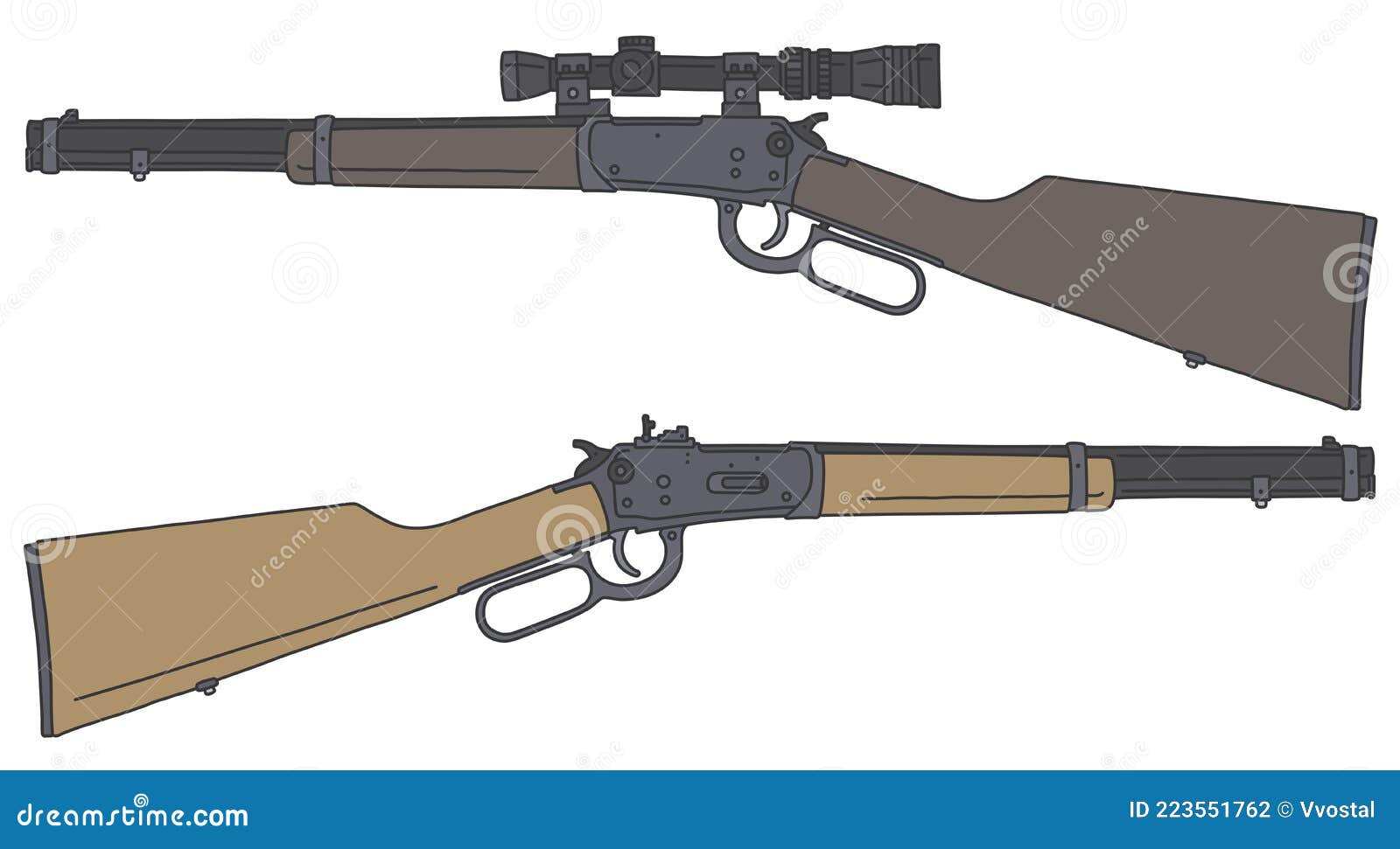 Two Recent Repeating Rifles Stock Vector - Illustration of hand, retro ...