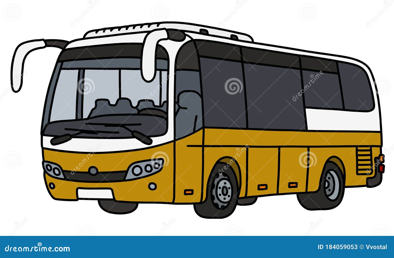 The yellow and white bus stock vector. Illustration of white - 184059053