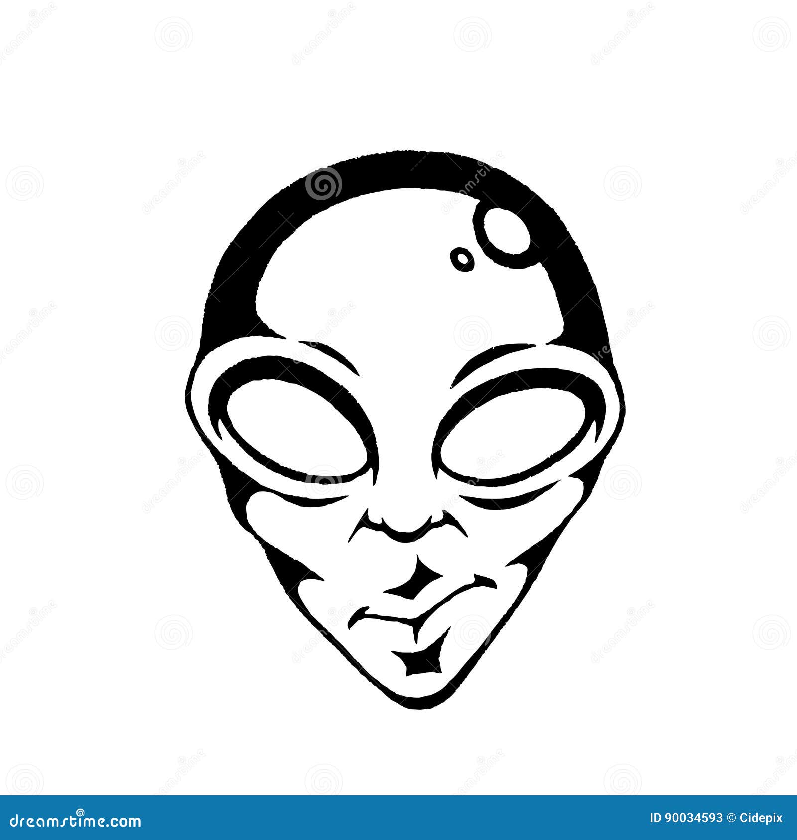 Vectorized Ink Sketch of an Alien Face Stock Vector - Illustration of ...
