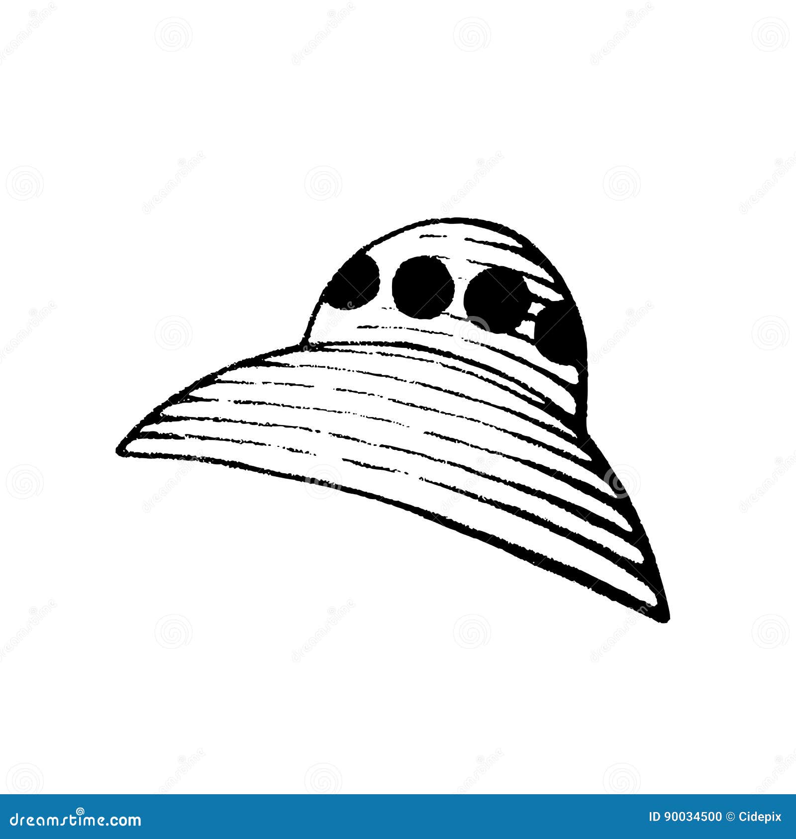 Vectorized Ink Sketch of an Alien Spaceship Stock Vector - Illustration ...