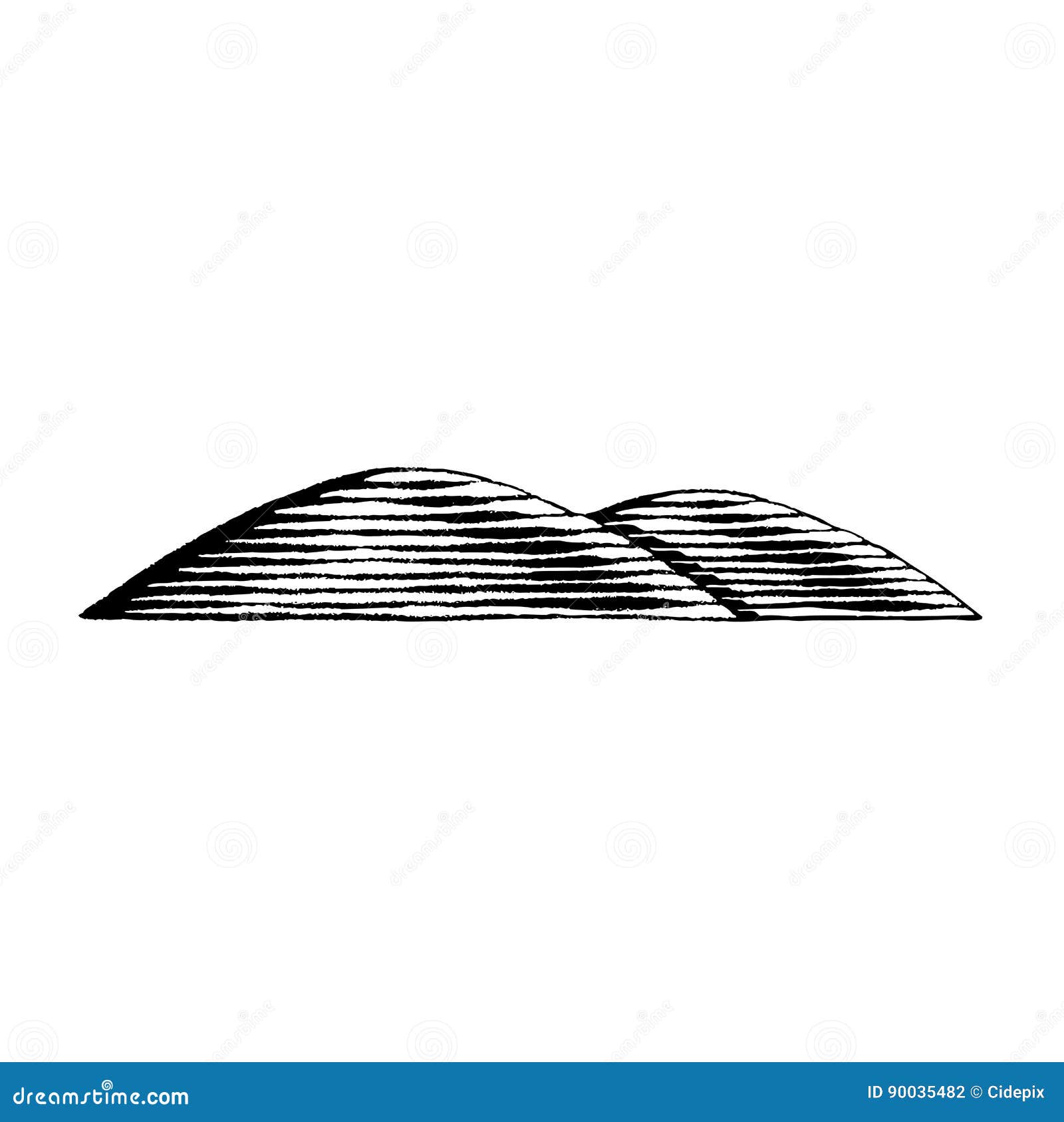 Vectorized Ink Sketch of Hills Stock Vector - Illustration of line ...