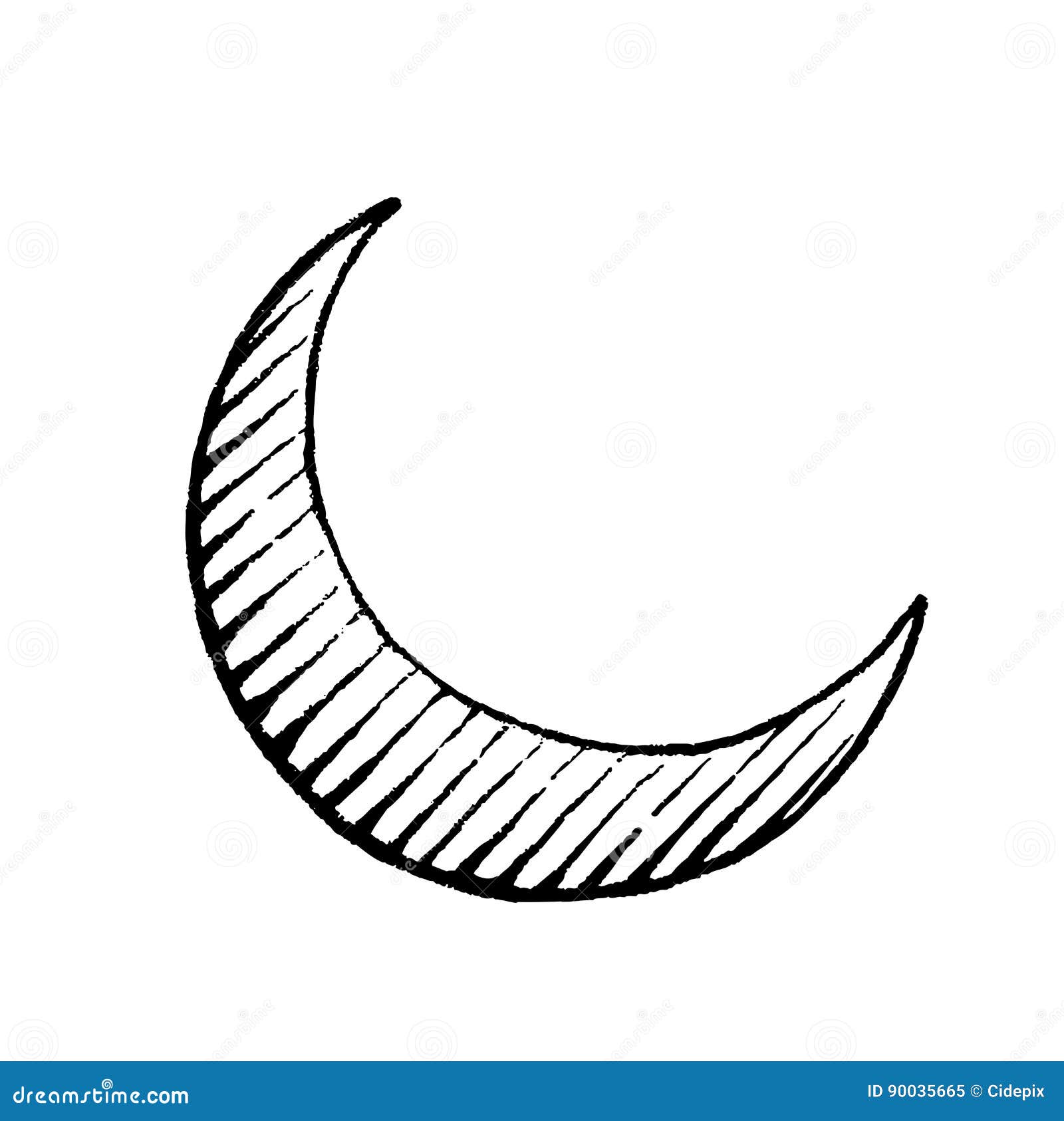 Vectorized Ink Sketch of Moon Stock Vector - Illustration of crescent ...