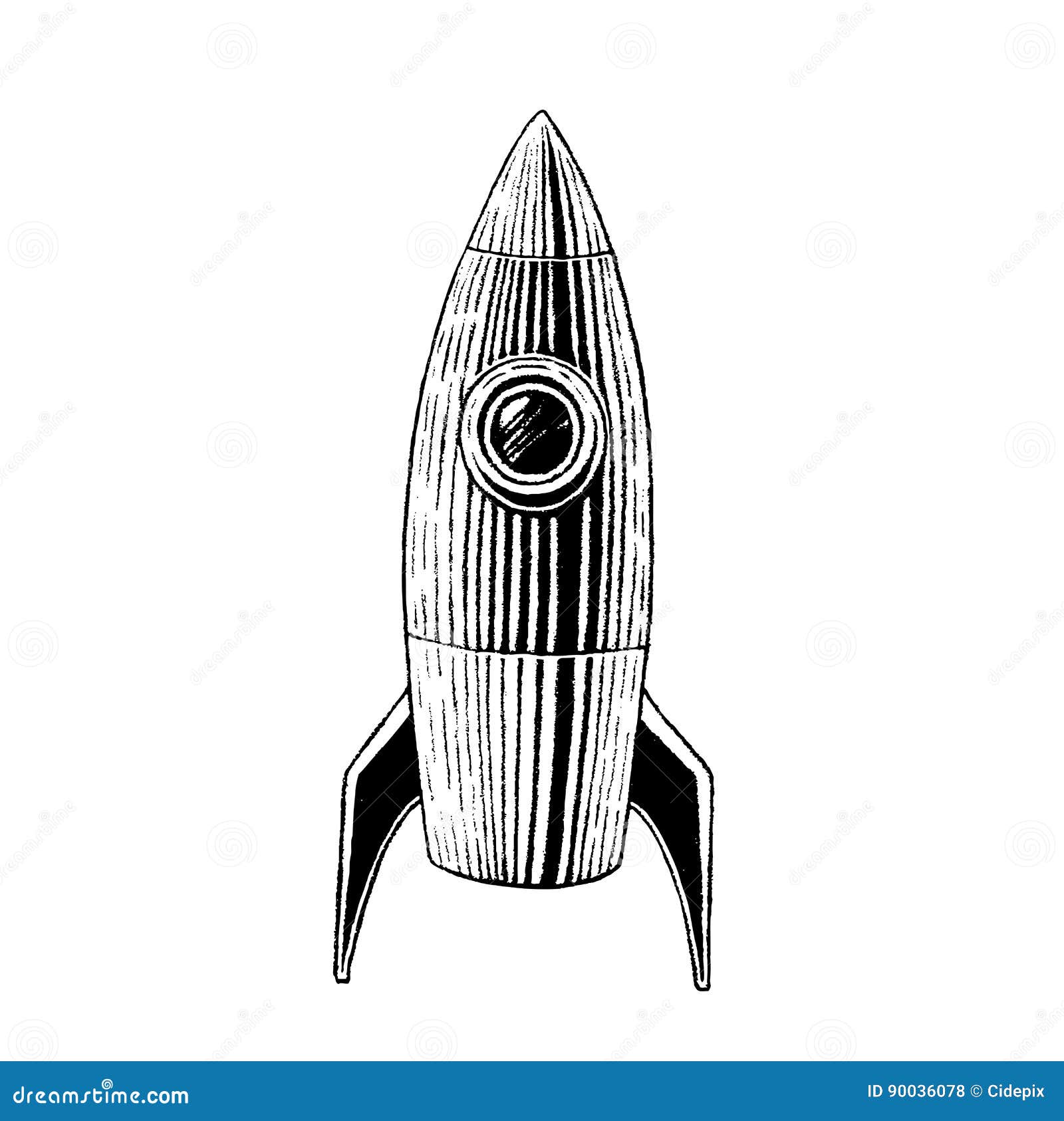 Vectorized Ink Sketch of a Rocket Stock Vector - Illustration of grunge ...