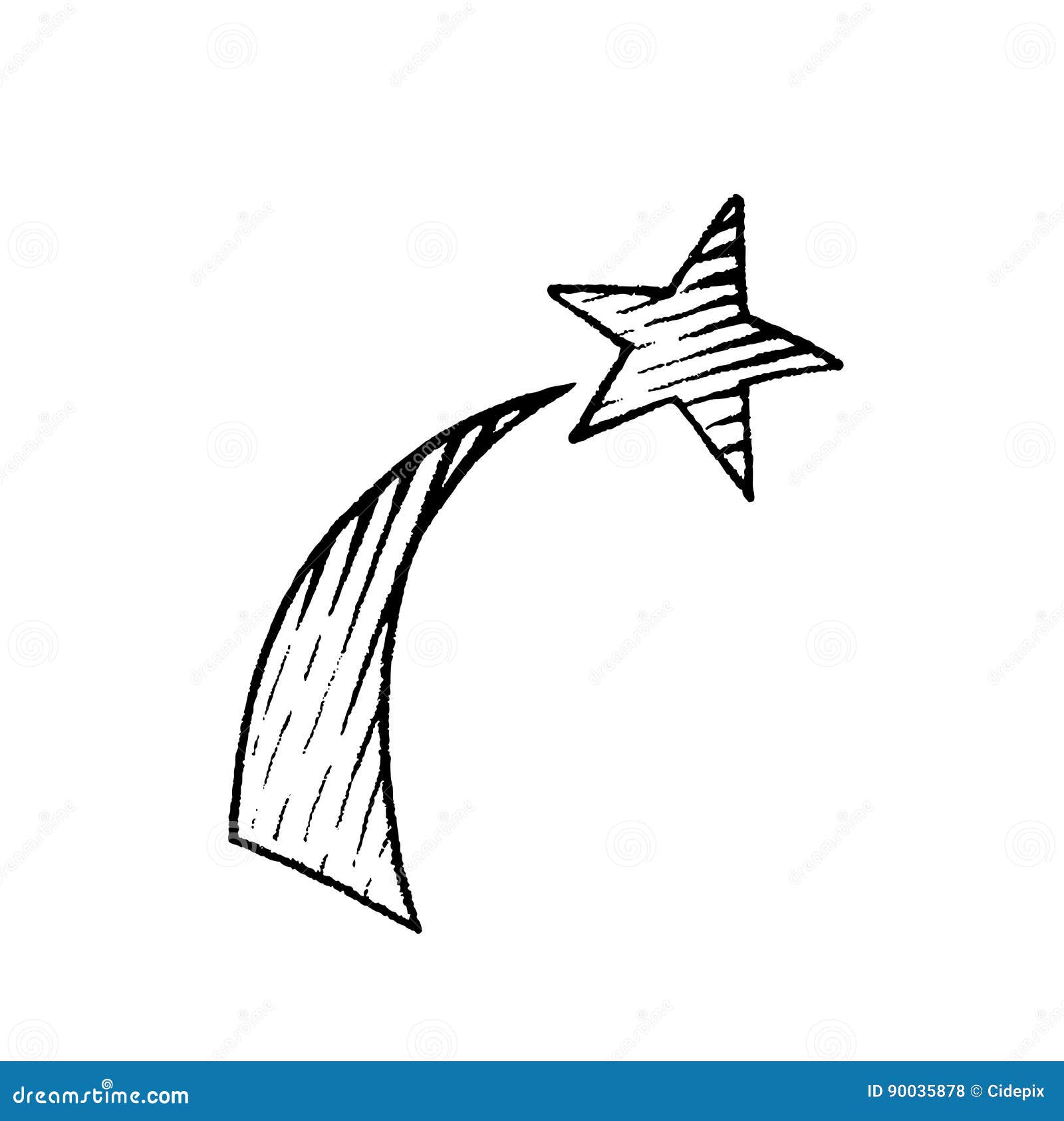Vectorized Ink Sketch of a Shooting Star Stock Vector - Illustration of ...