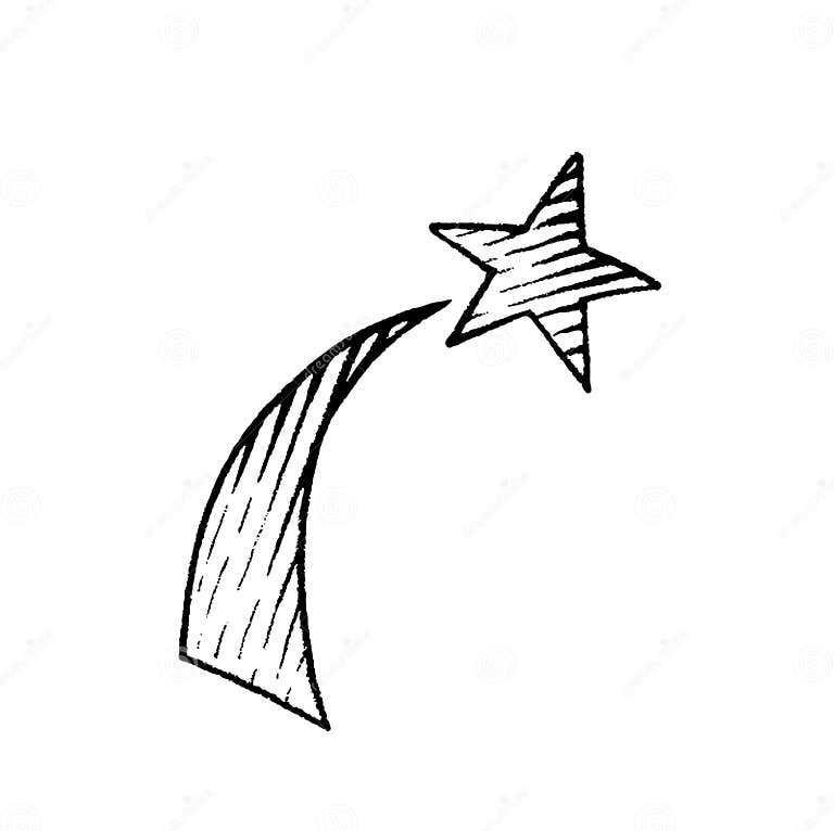 Vectorized Ink Sketch of a Shooting Star Stock Vector - Illustration of ...