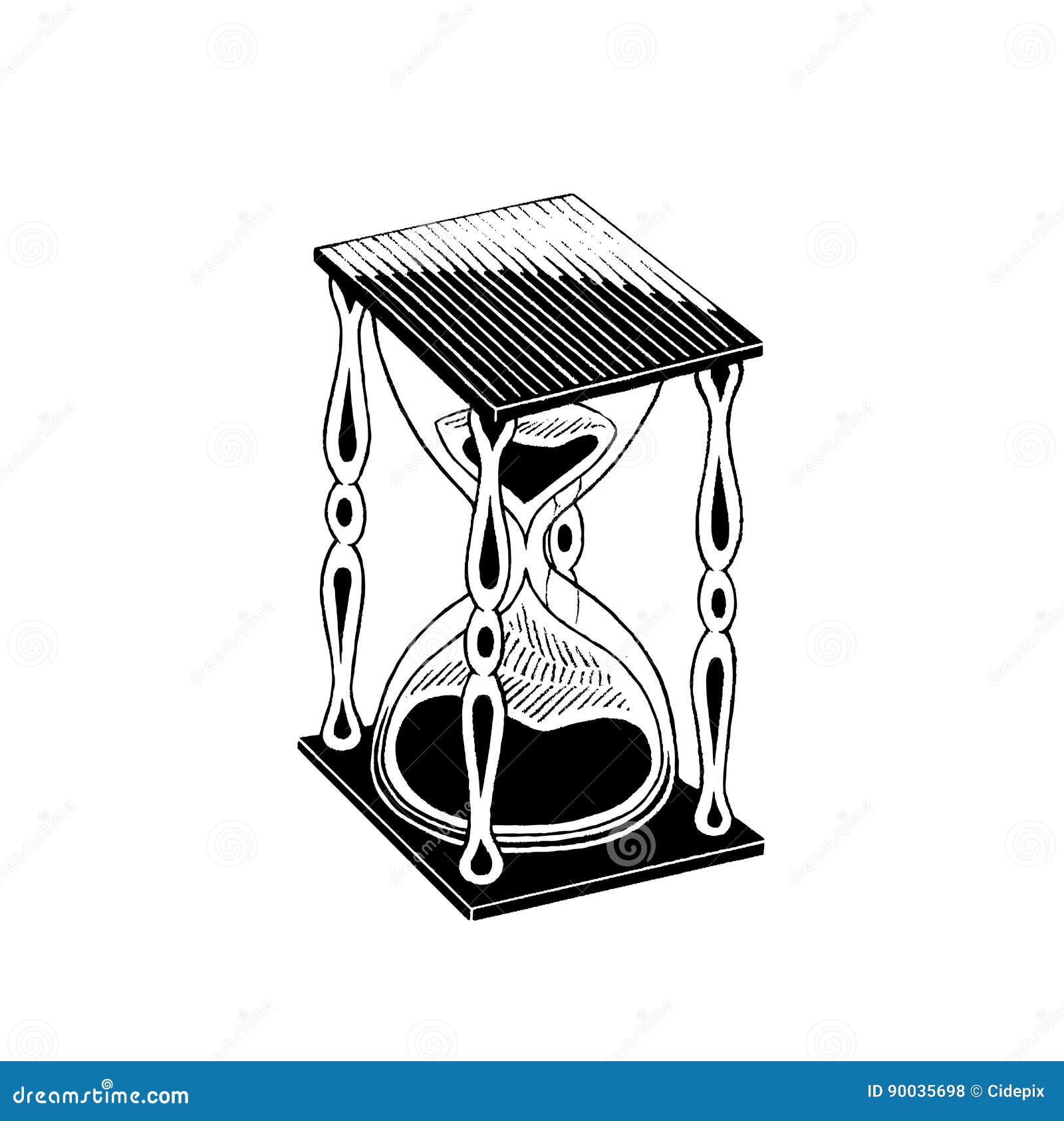 Vectorized Inktschets Van Een Zandloper Vector Illustratie ...