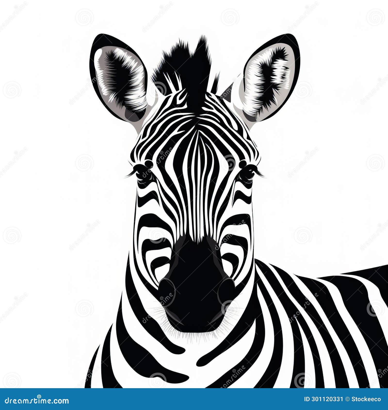 Digitally Enhanced Zebra Head on White Canvas Stock Illustration - Illustration of digital ...