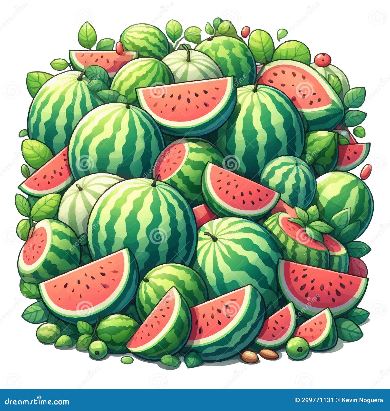 Vectorized Watermelons Fruit Cartoon Illustration Stock Vector ...