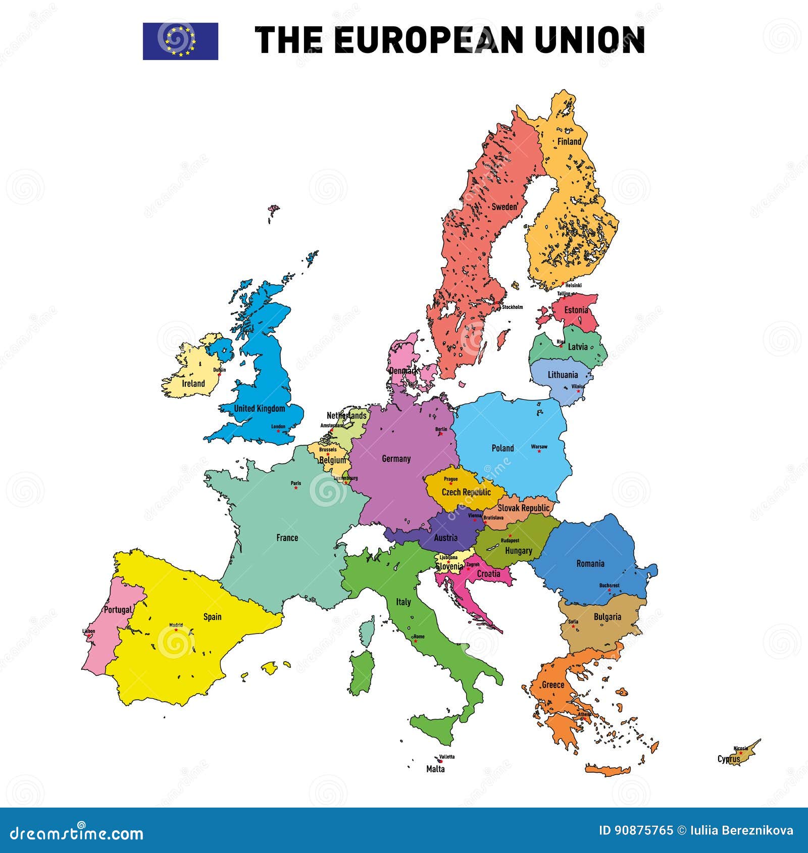 Vectorkaart Van De Europese Unie Vector Illustratie - Illustration of ...