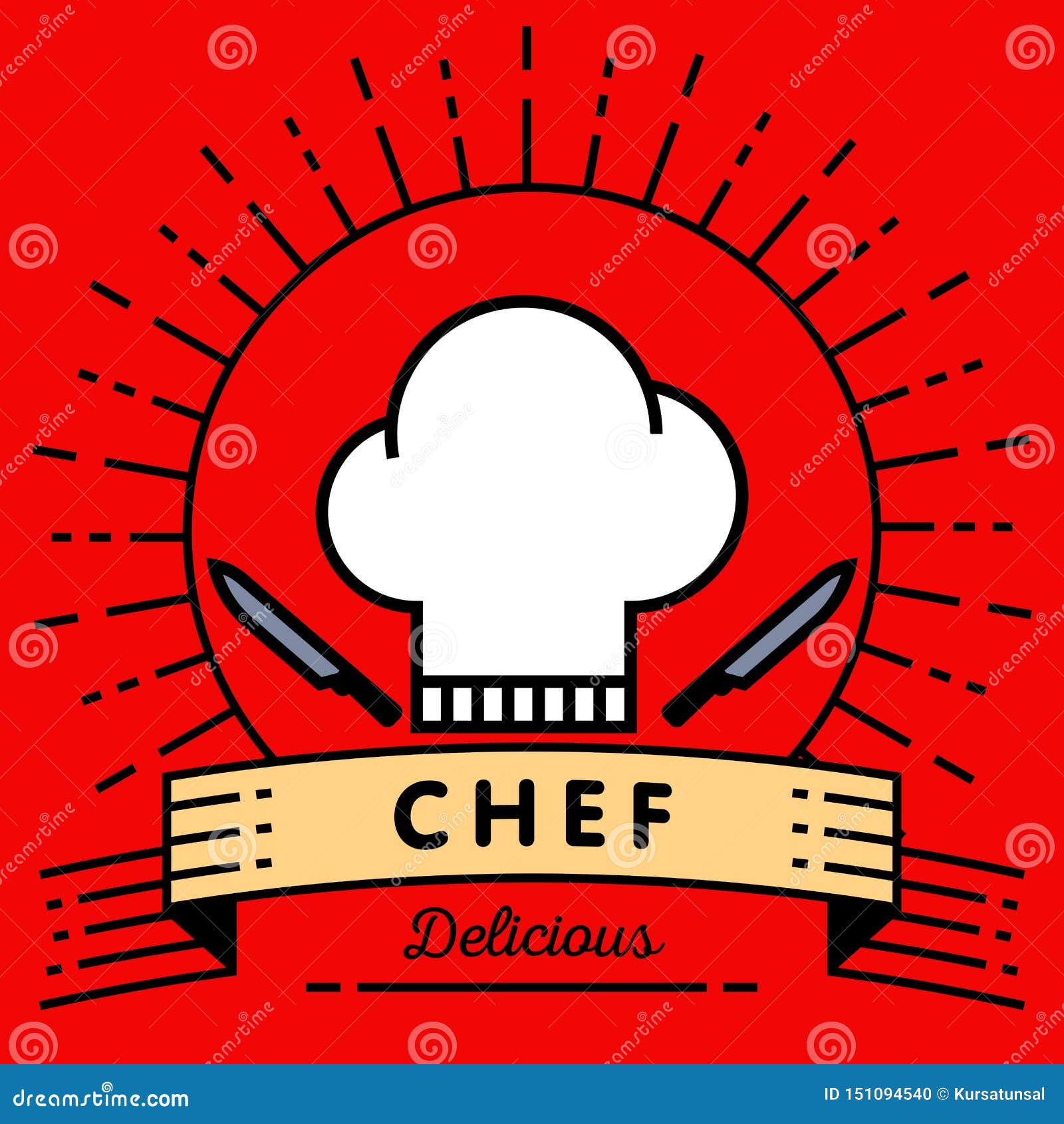 Vectorkeukenchef-kok Icon Met Lineaire Stijl Vector Illustratie ...