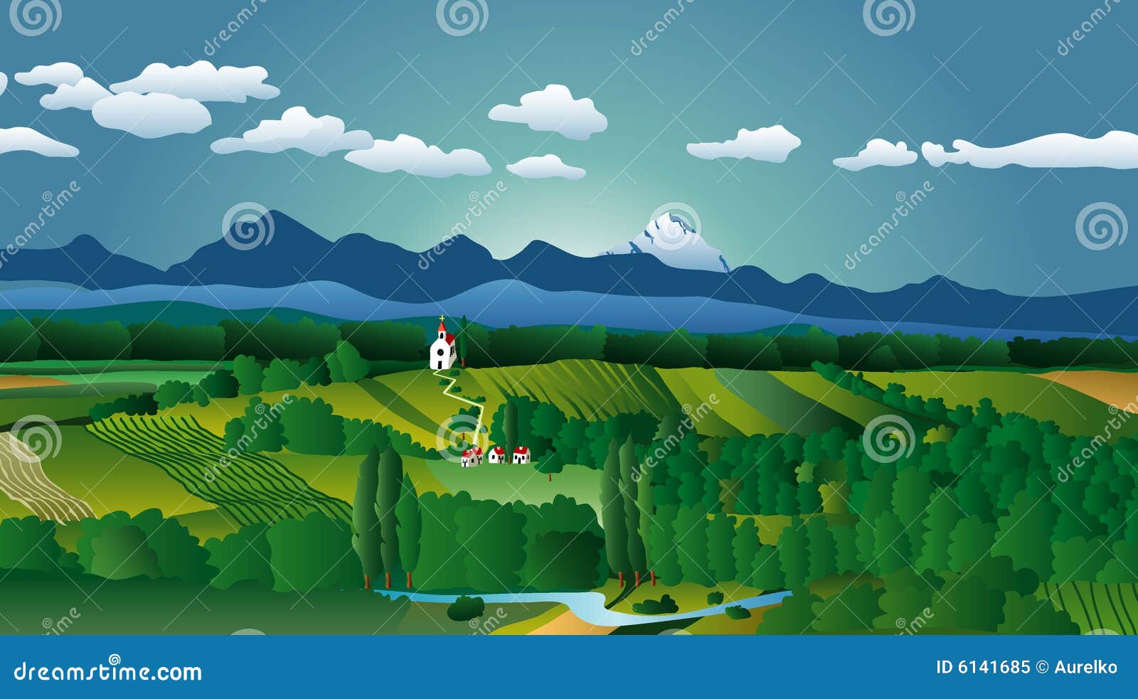 Vectorland2 stock vector. Illustration of landscape, mountains - 6141685