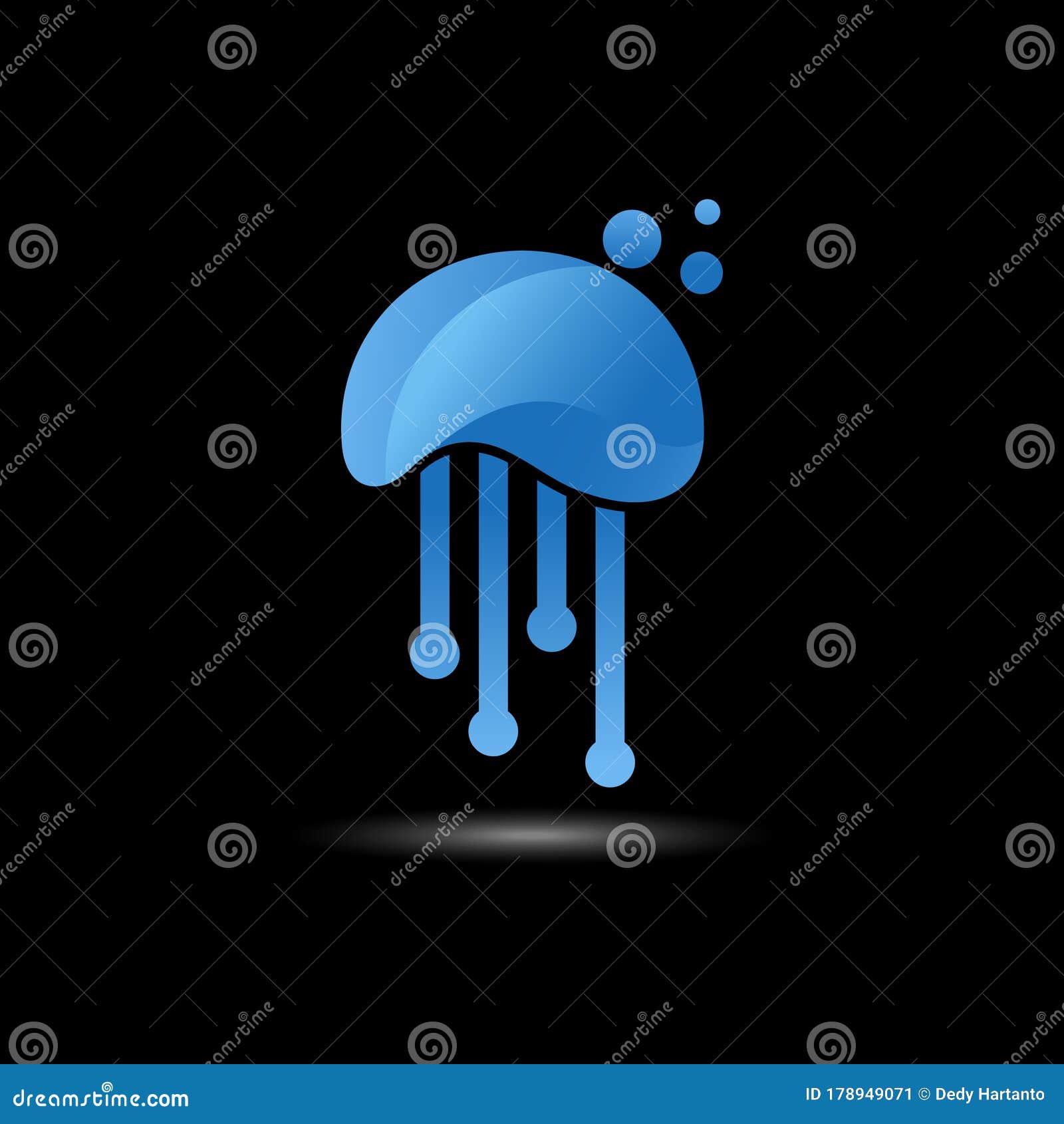 Vectorlogo Voor Kwal. Symbool Dier Op Zee Vector Illustratie ...