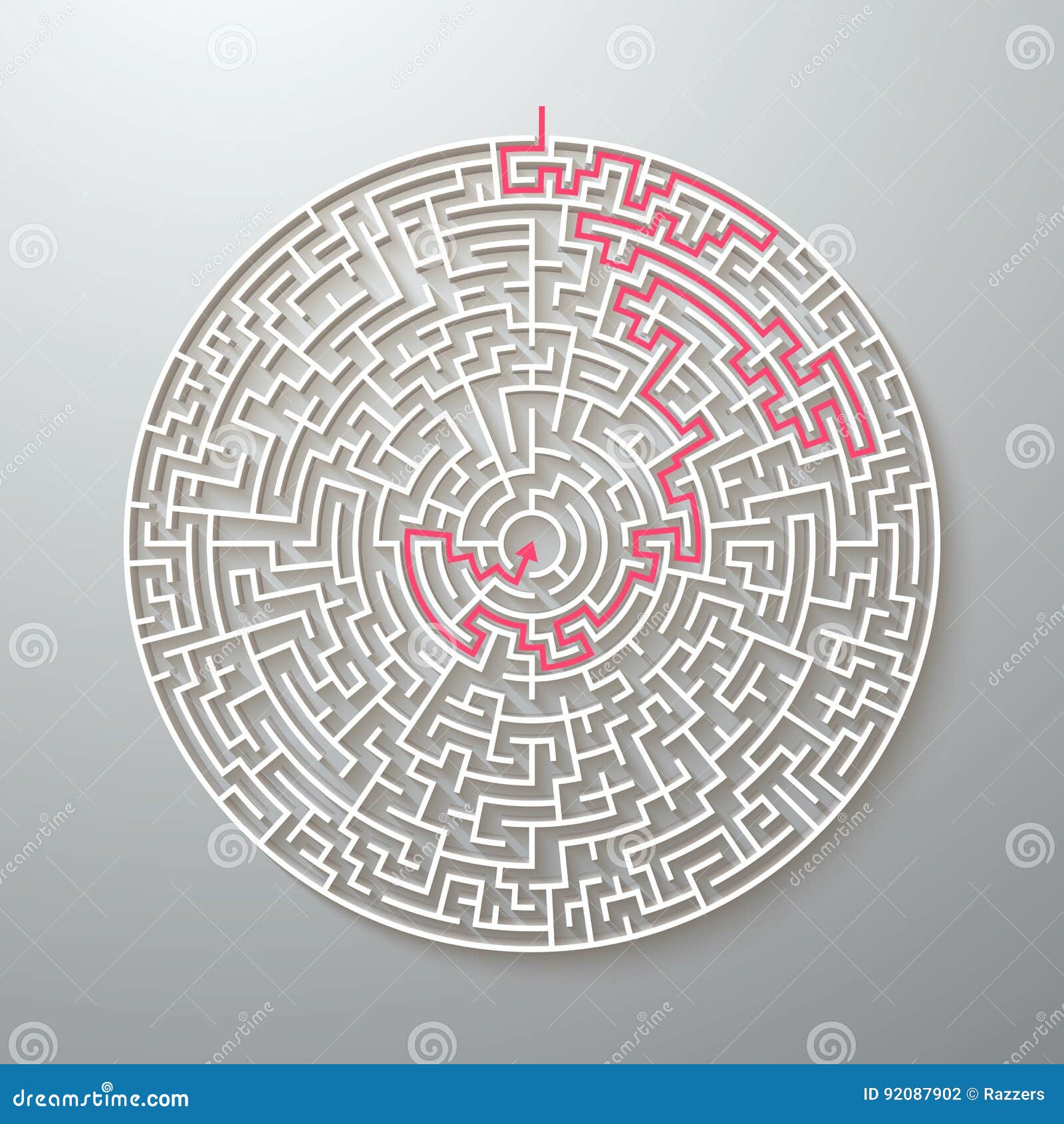 Vectormaze Icon Labyrintraadsel Met Oplossing Vector Illustratie ...