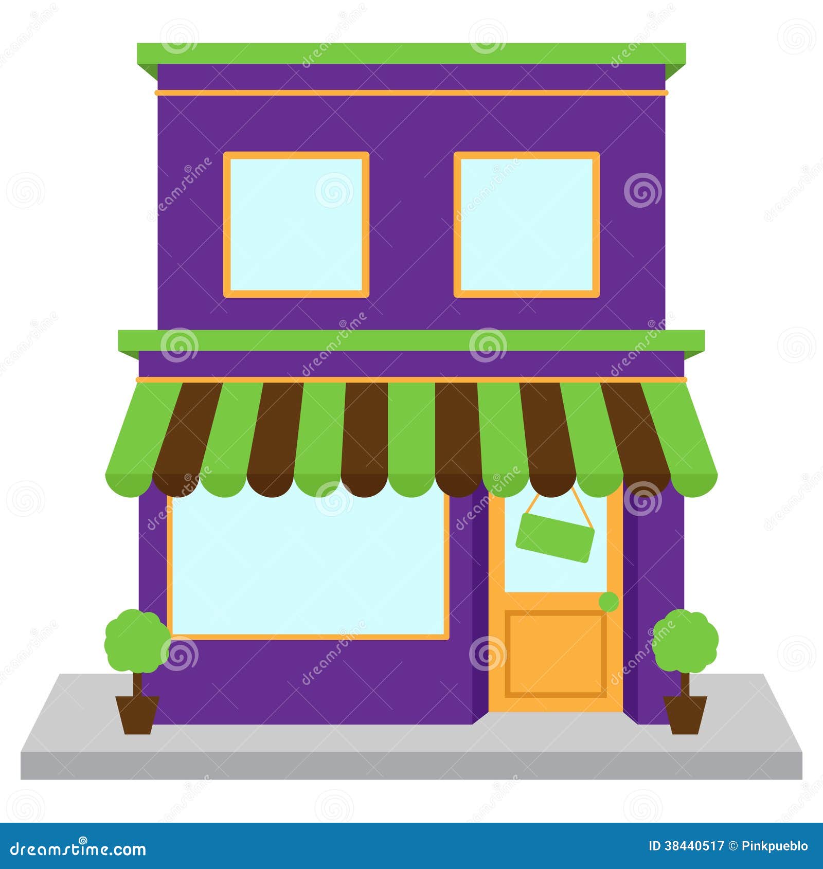 Vectoropslagvoorzijde of Winkel Met Venster En Teken Vector Illustratie ...