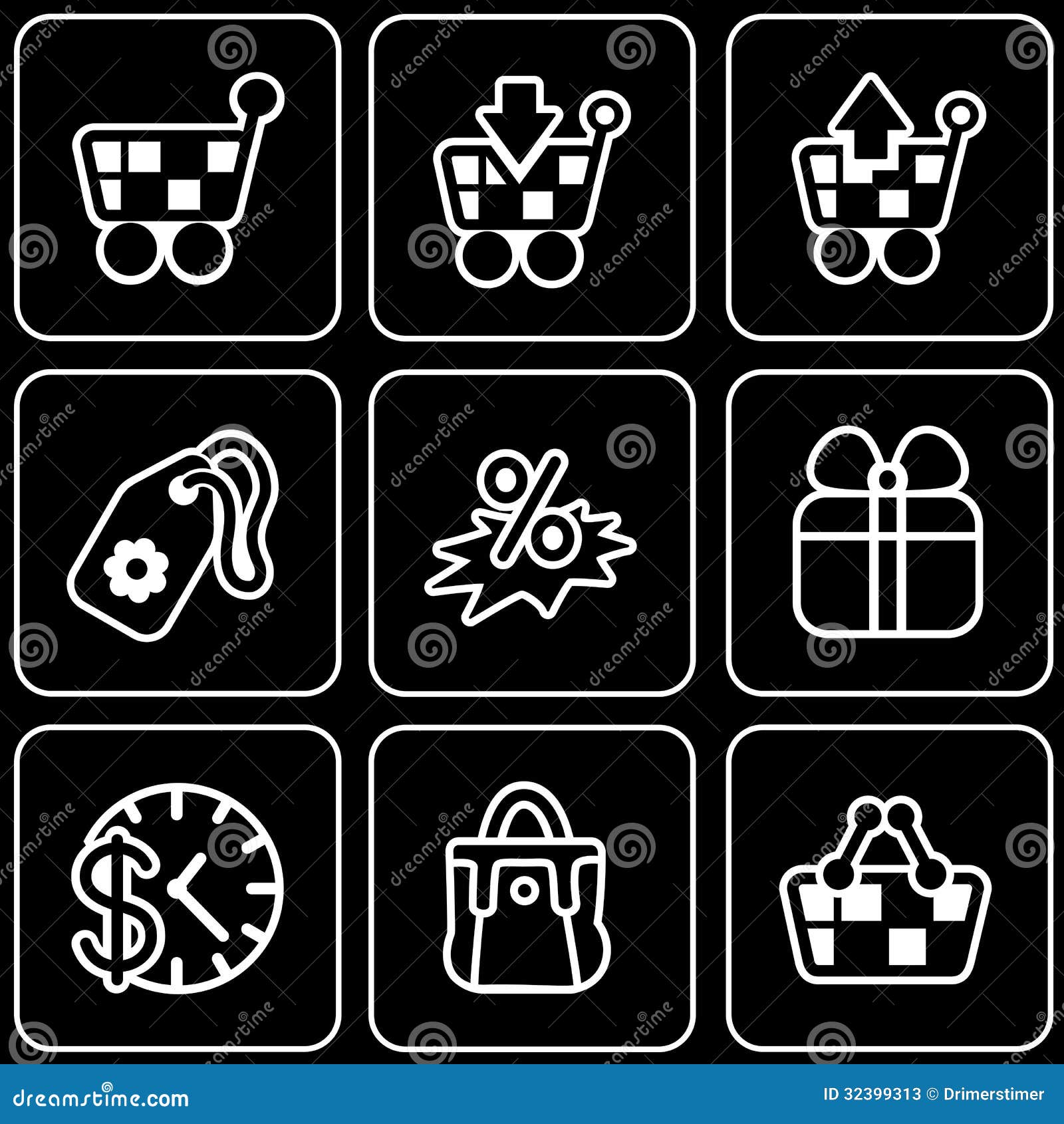 Vectorpictogrammen - Aankopen, Winkel, Kortingen Stock Illustratie ...