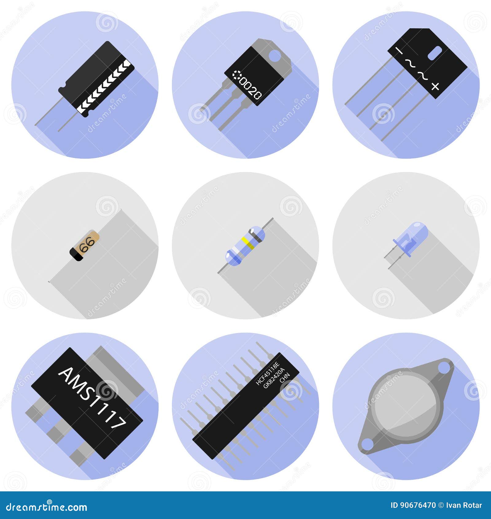 Vectorpictogrammen Van Elektronische Componenten Vector Illustratie ...