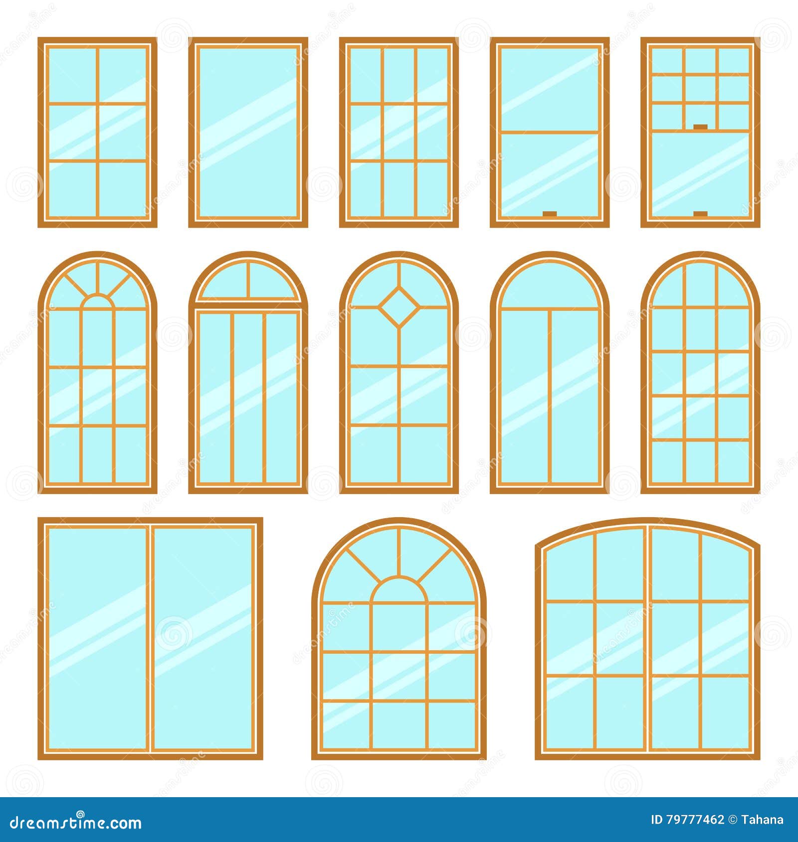Vectorpictogrammenreeks Verschillende Types Van Vensters Vector ...