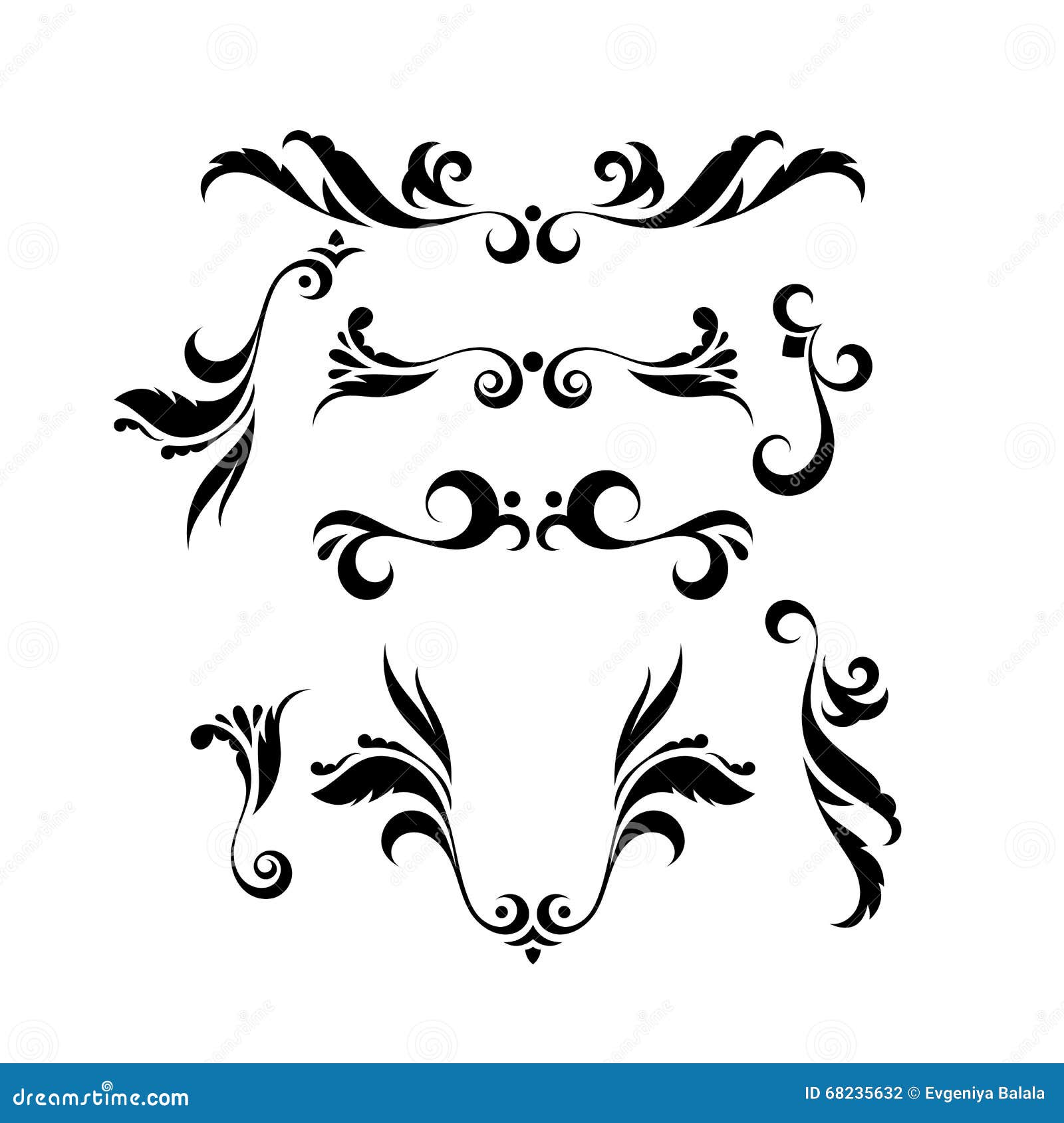 Vectorreeks Elegante Krullen En Wervelingen Elementen Voor Ontwerp ...