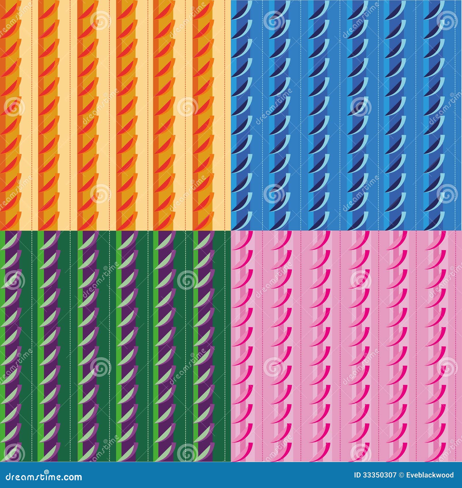 Vectorreeks Patronen Met Strepen En Bogen Vector Illustratie ...