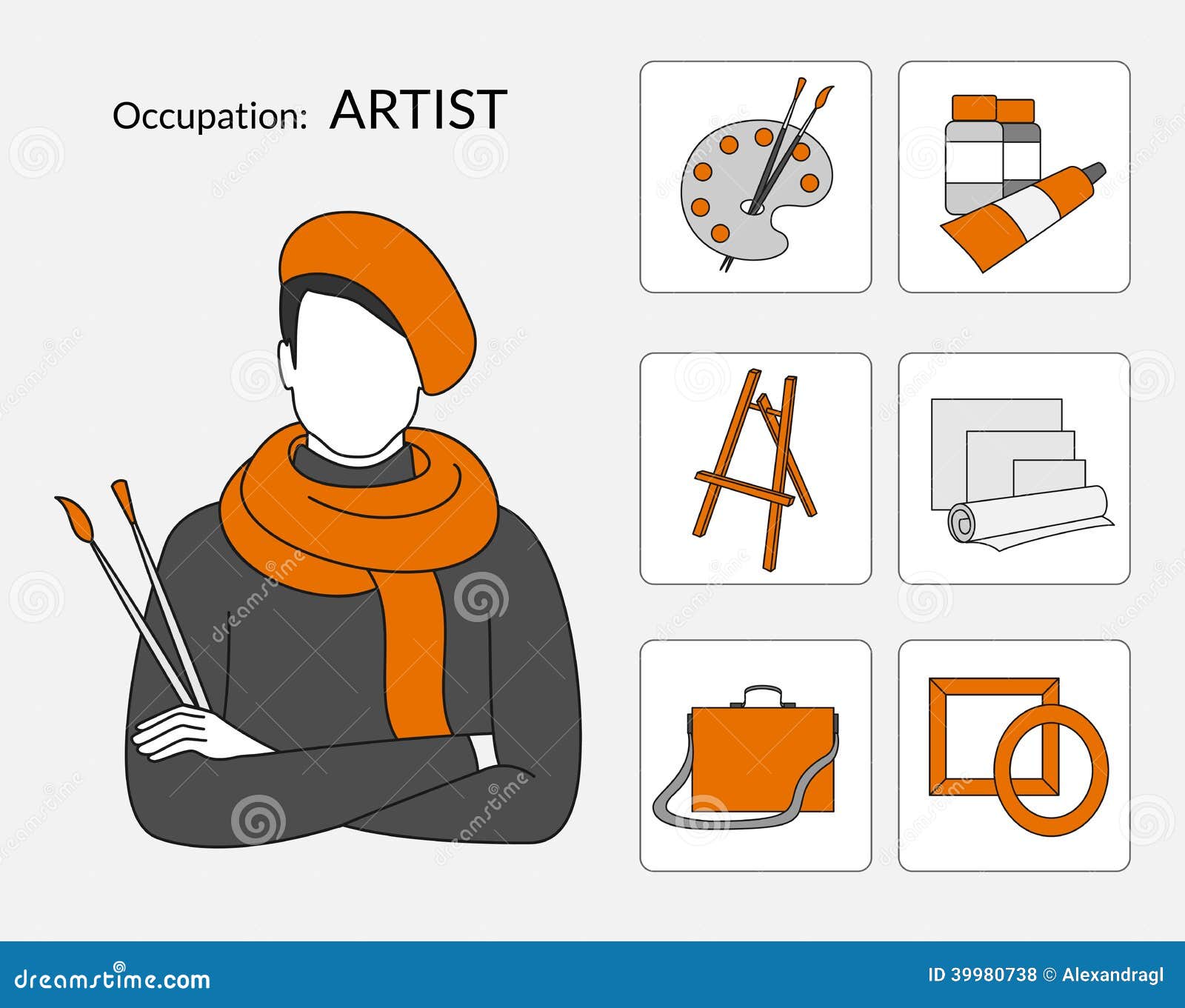 Vectorreeks Pictogrammen Voor Kunstenaar Vector Illustratie ...