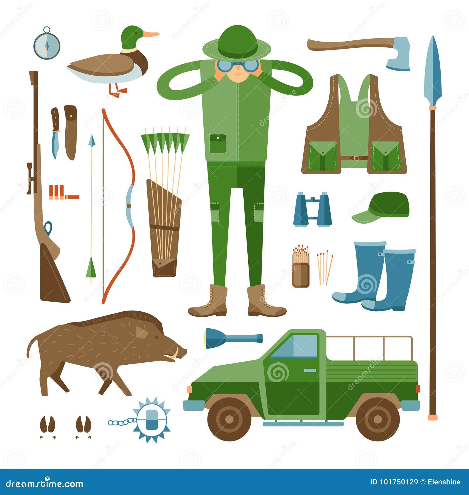 Vectorreeks van Jager vector illustratie. Illustration of mens - 101750129